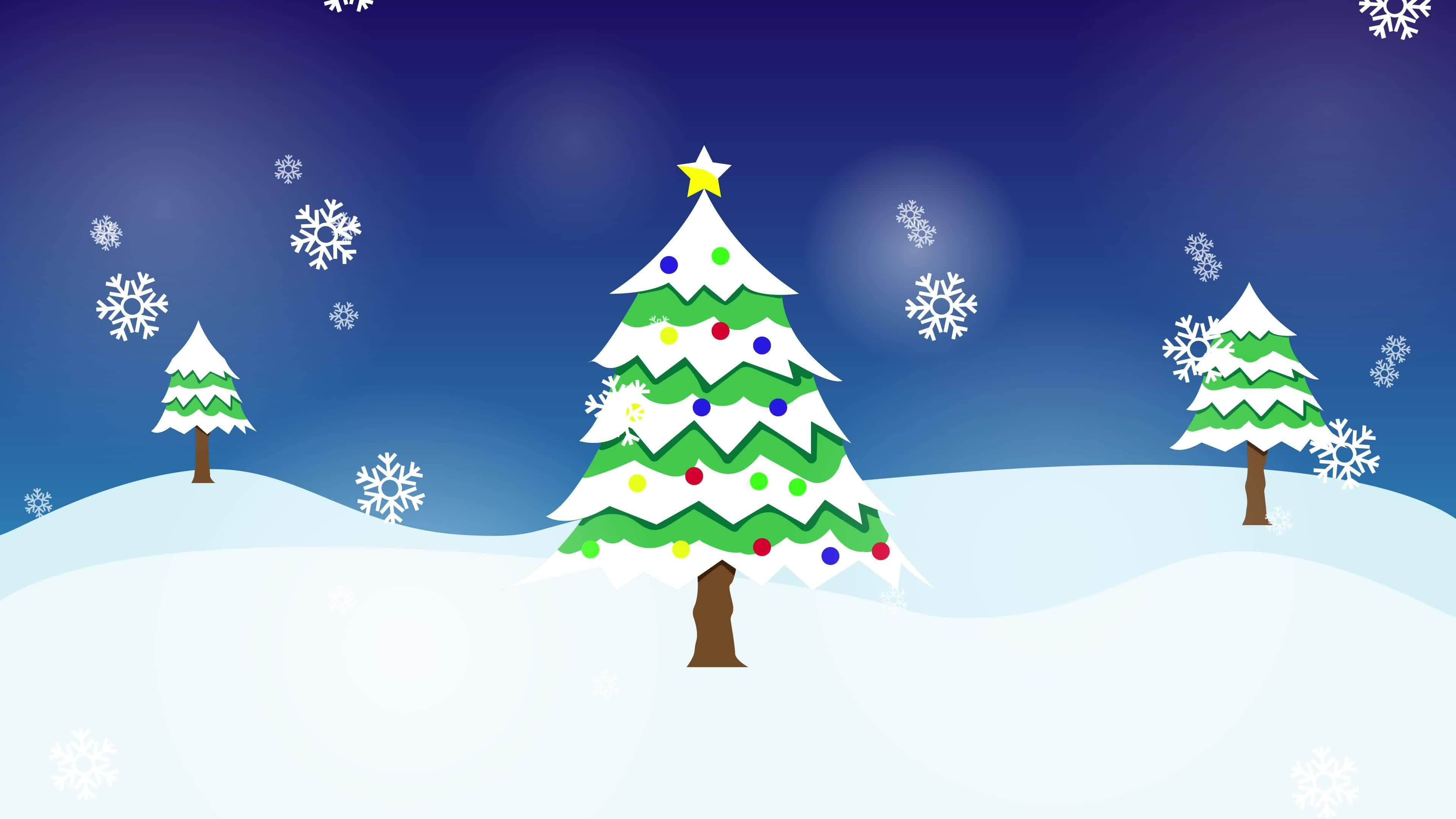 Snow Falling Animation Video Christmas Tree Motion Graphicssnowing Video New Year Tree 4k