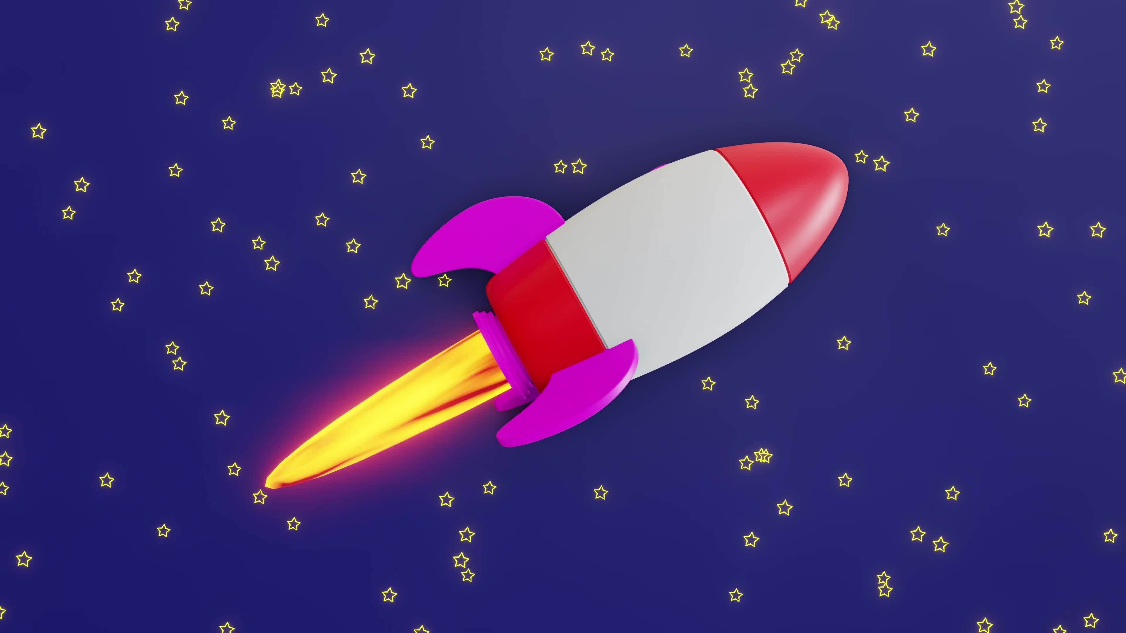Loop 3d Animation Of A Rocket Flight In Space The Rocket Is Flying