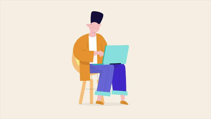 Cartoon Man Use Computer 35447882 Stock Video at Vecteezy