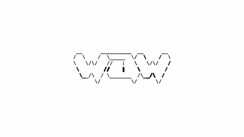 Wow ascii animation loop on white background. Ascii code art symbols ...