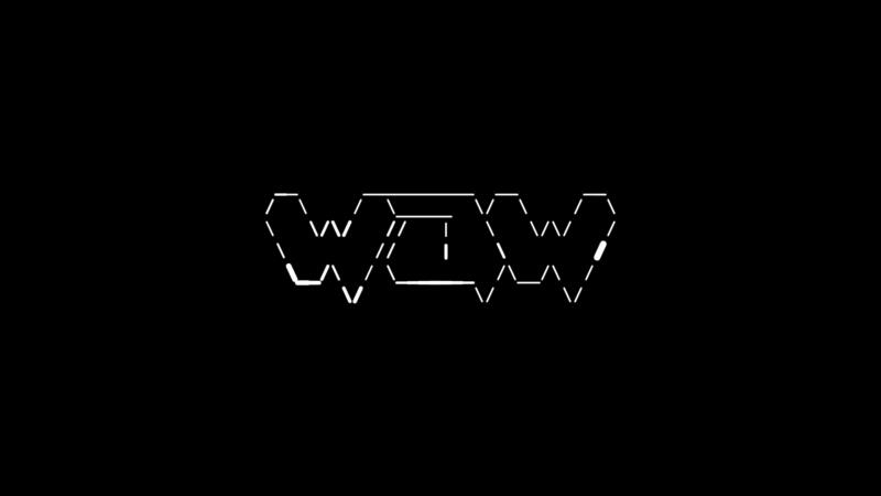 Wow ascii animation on black background. Ascii art code symbols with ...