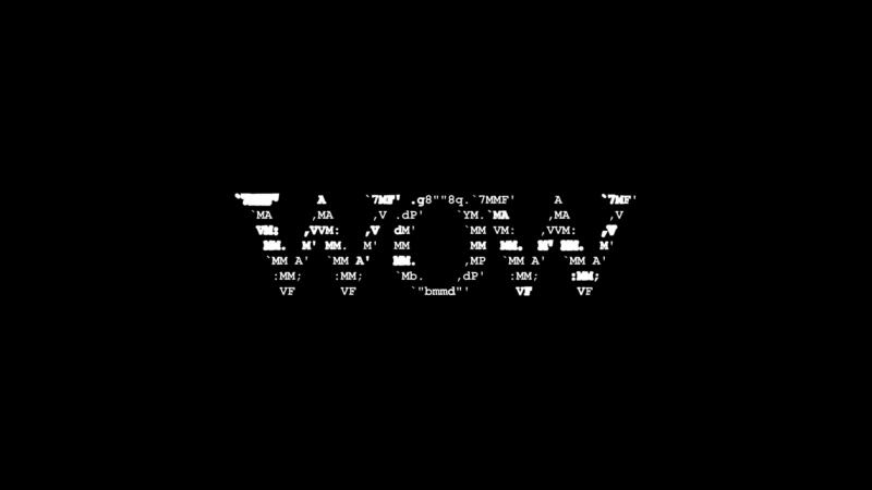 Wow ascii animation loop on black background. Ascii code art symbols ...