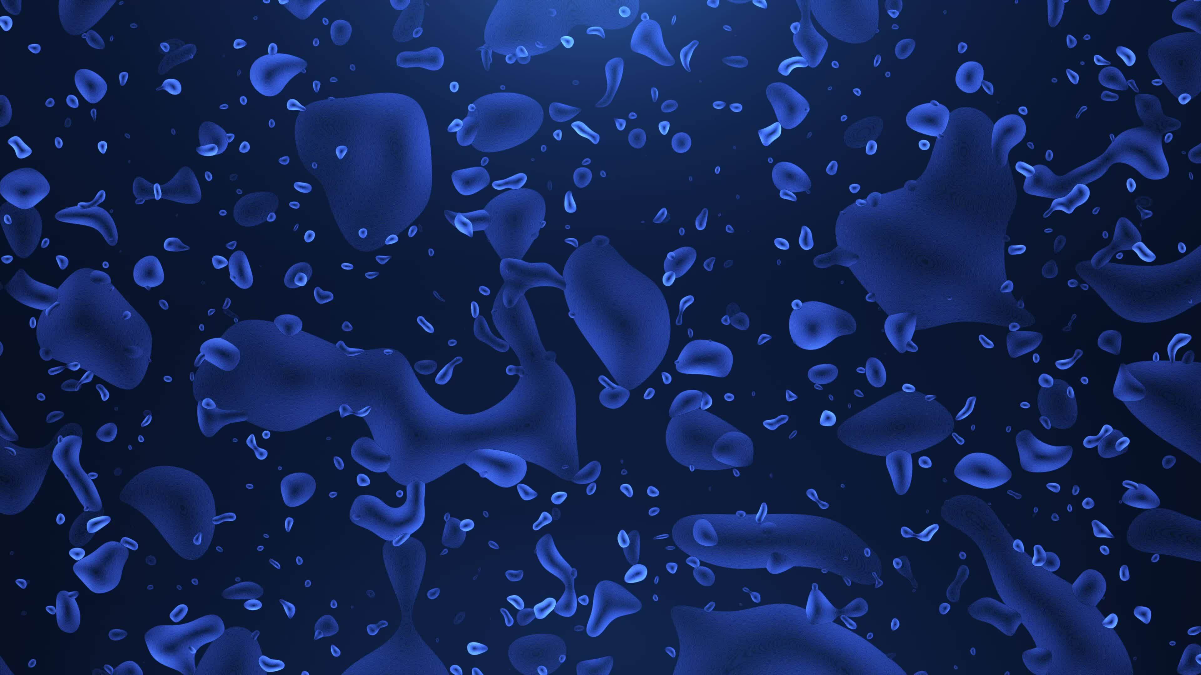 Abstract And Fluid Volumetric Blue Shapes That Attract Each Other And Transformblue Blobs