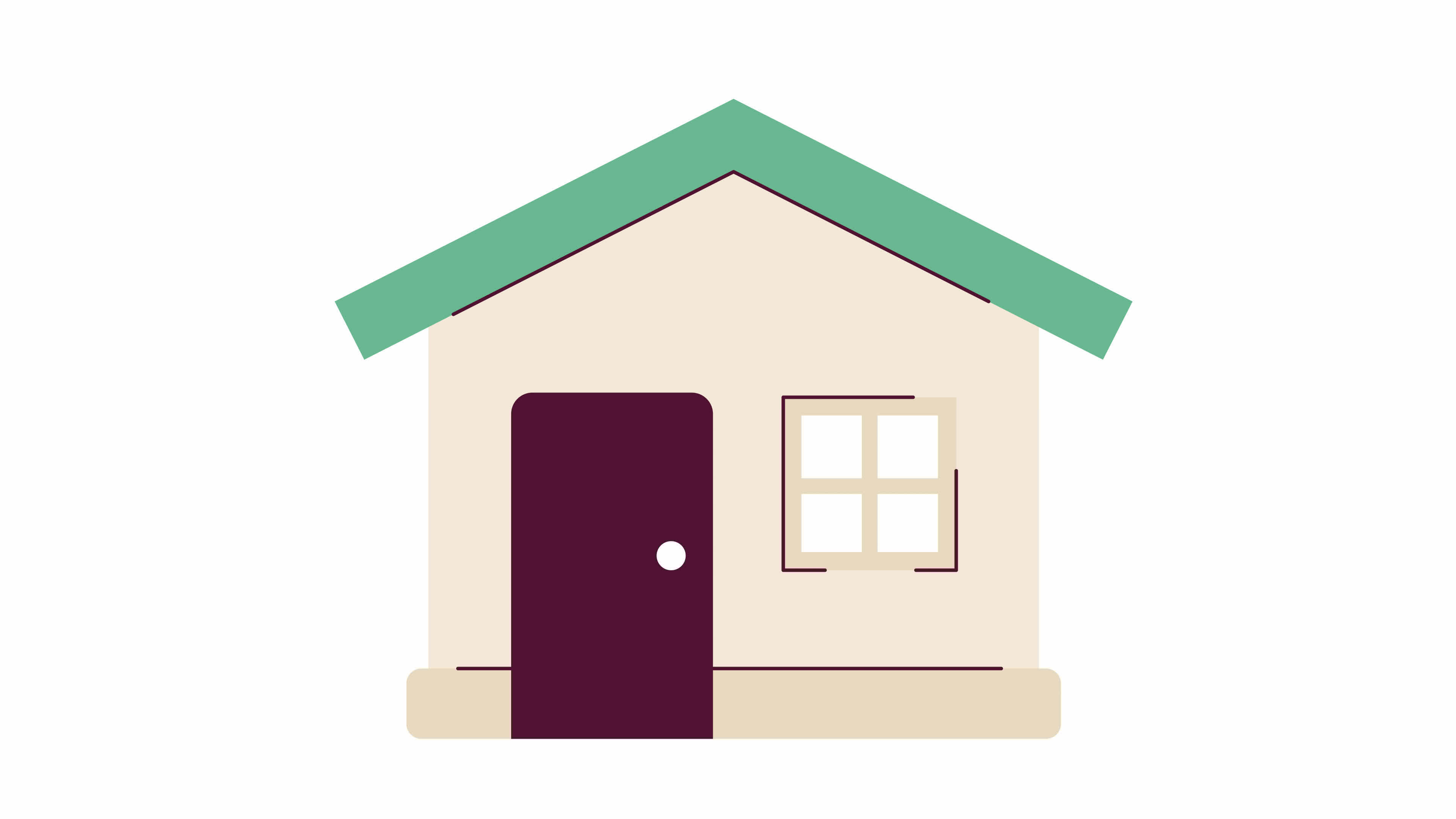 One storey house building 2D object animation. Bungalow style home flat cartoon 4K video ...