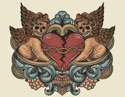 Broken Heart Tattoo Vector Art Icons And Graphics For Free Download