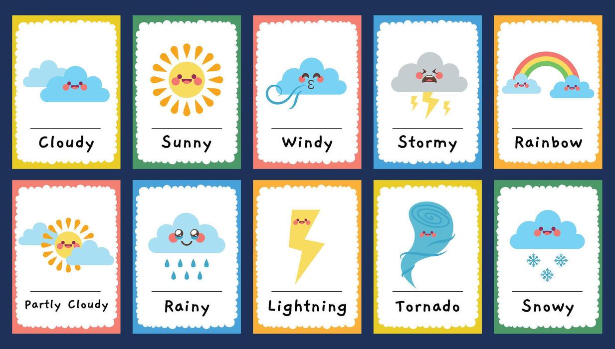 Weather Flashcards Vector Art, Icons, and Graphics for Free Download