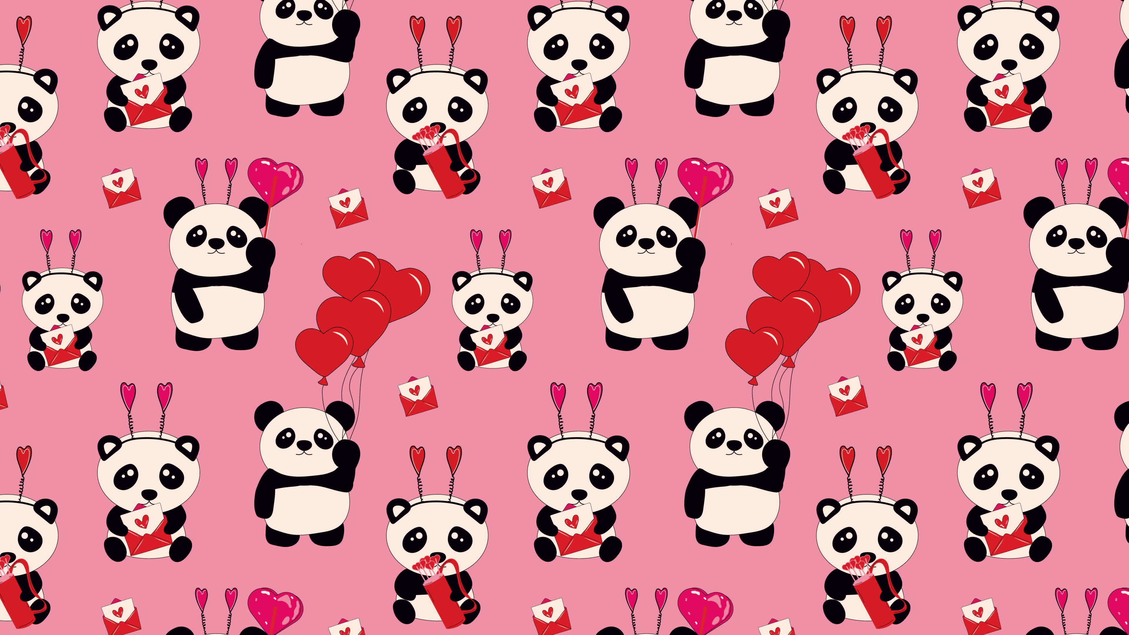 Cute little sitting pandas holds hearts. Love, Valentine's Day ... Cute little sitting pandas holds hearts. Love, Valentine's Day ...