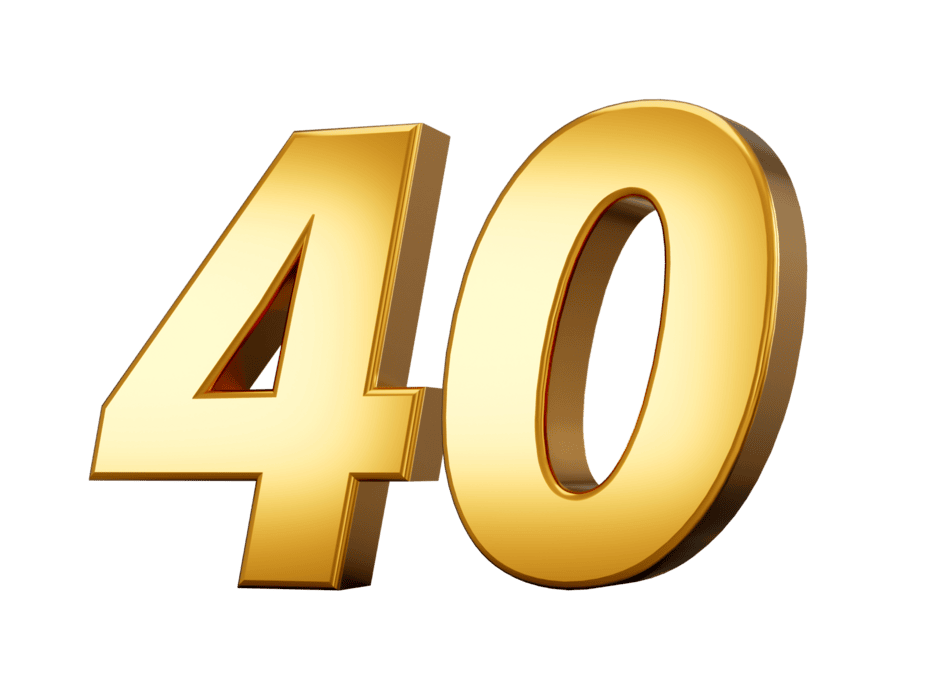 Número 40 Dorado PNG para descargar gratis