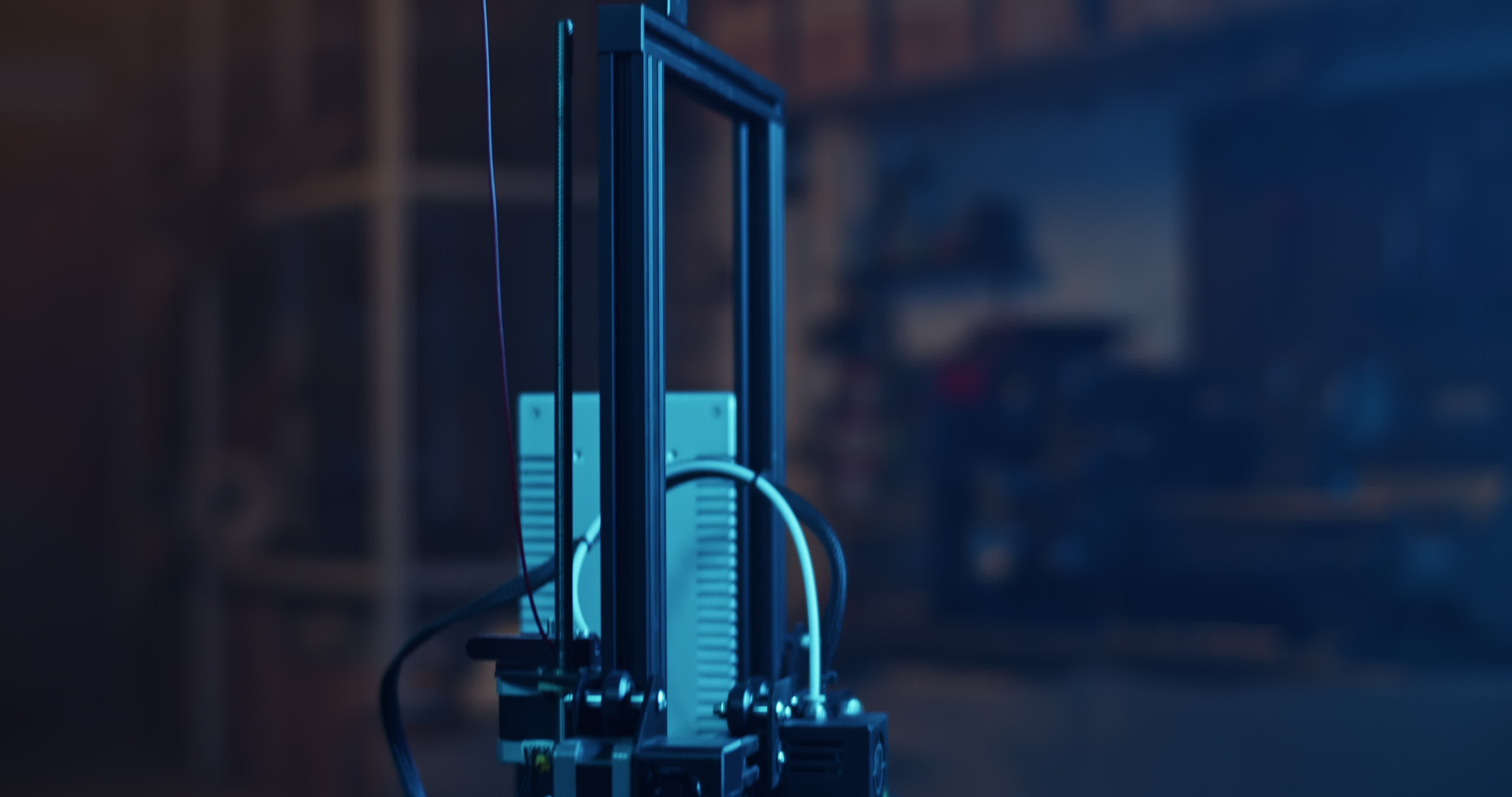 3d Printer With Filament Spool Making Plastic Detail In Dark Garage 36027060 Stock Video At Vecteezy