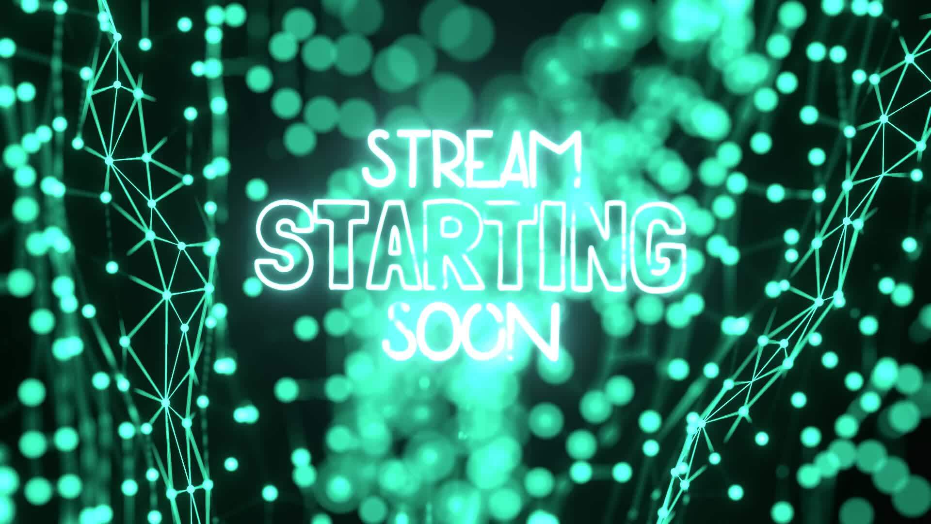 Animation of a streaming template with the text 'Starting Soon' in green neon color 36035587 ...