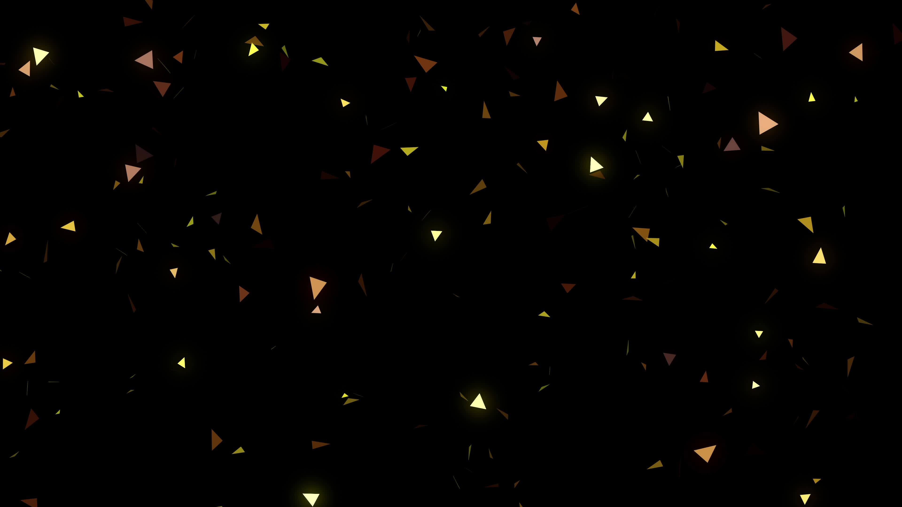 Confetti gold particles and sparkles on a black background, 3D animation of gold confetti ...