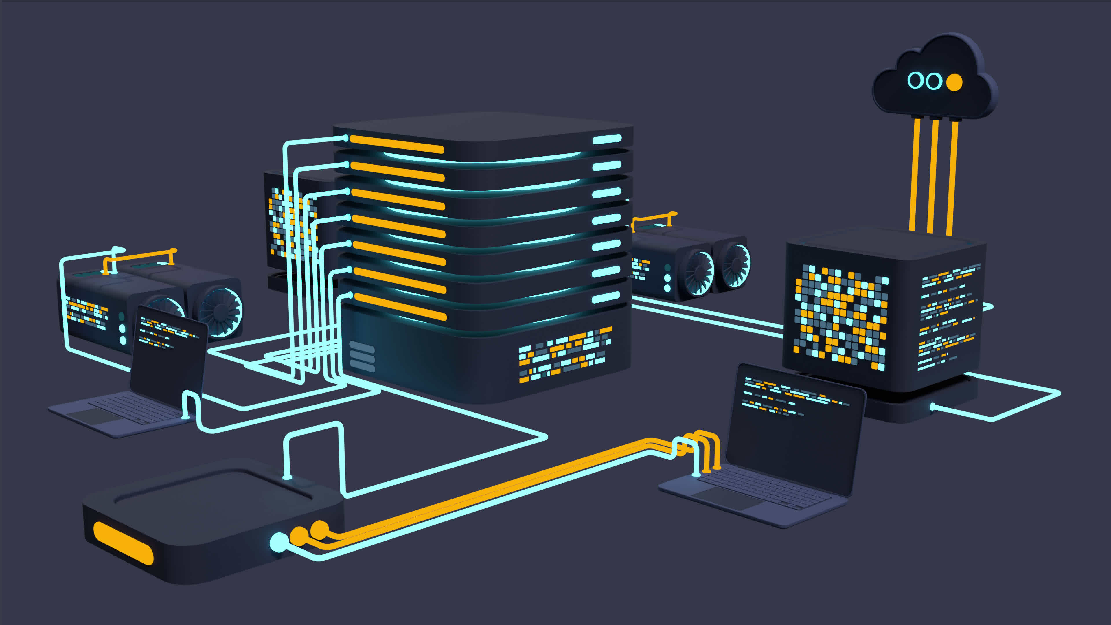 Computer Technology 3d Animation Computation Of Big Data Center Cloud Computing Online