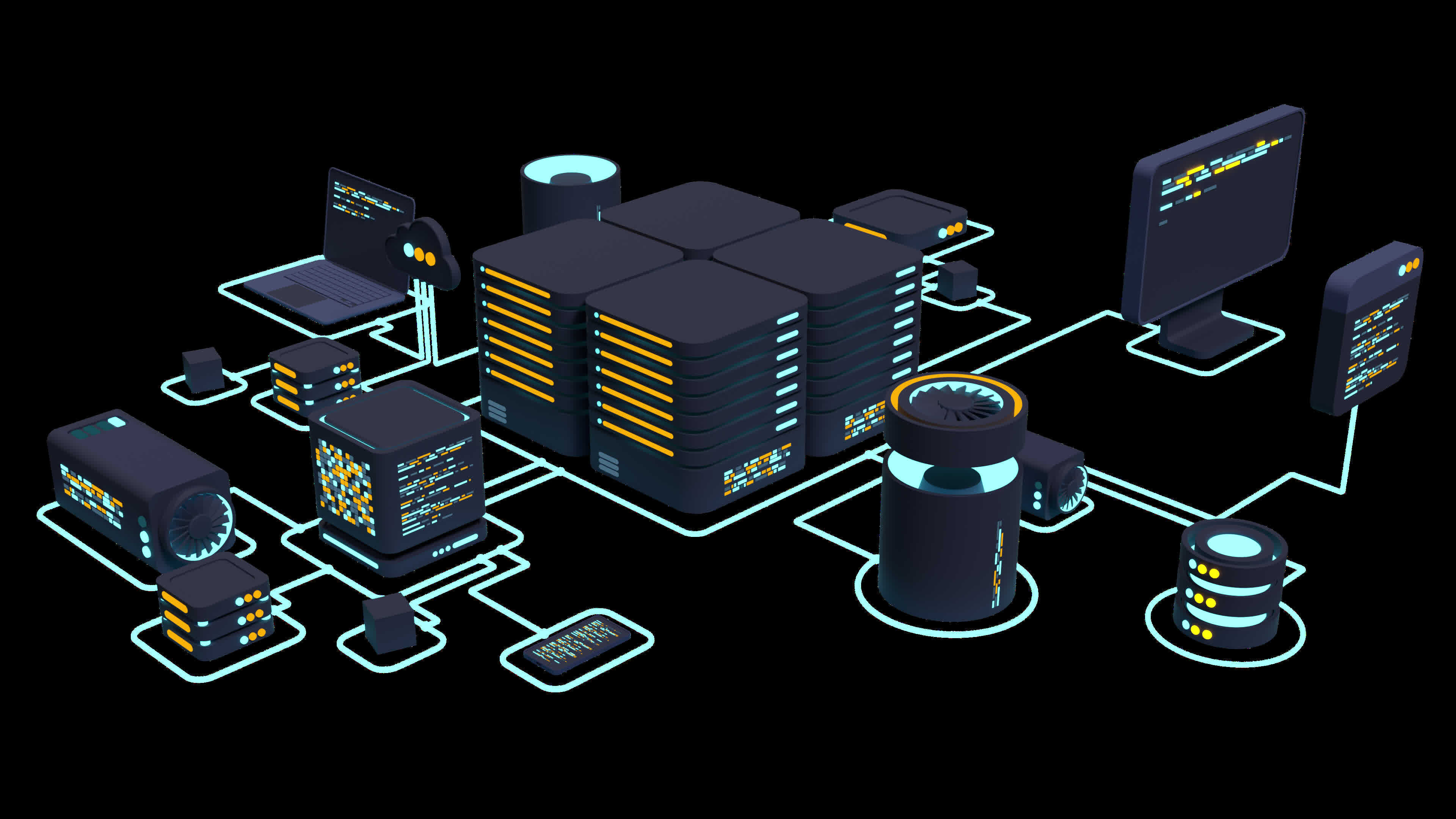 Computer Technology 3d Animation Computation Of Big Data Center Cloud Computing Online