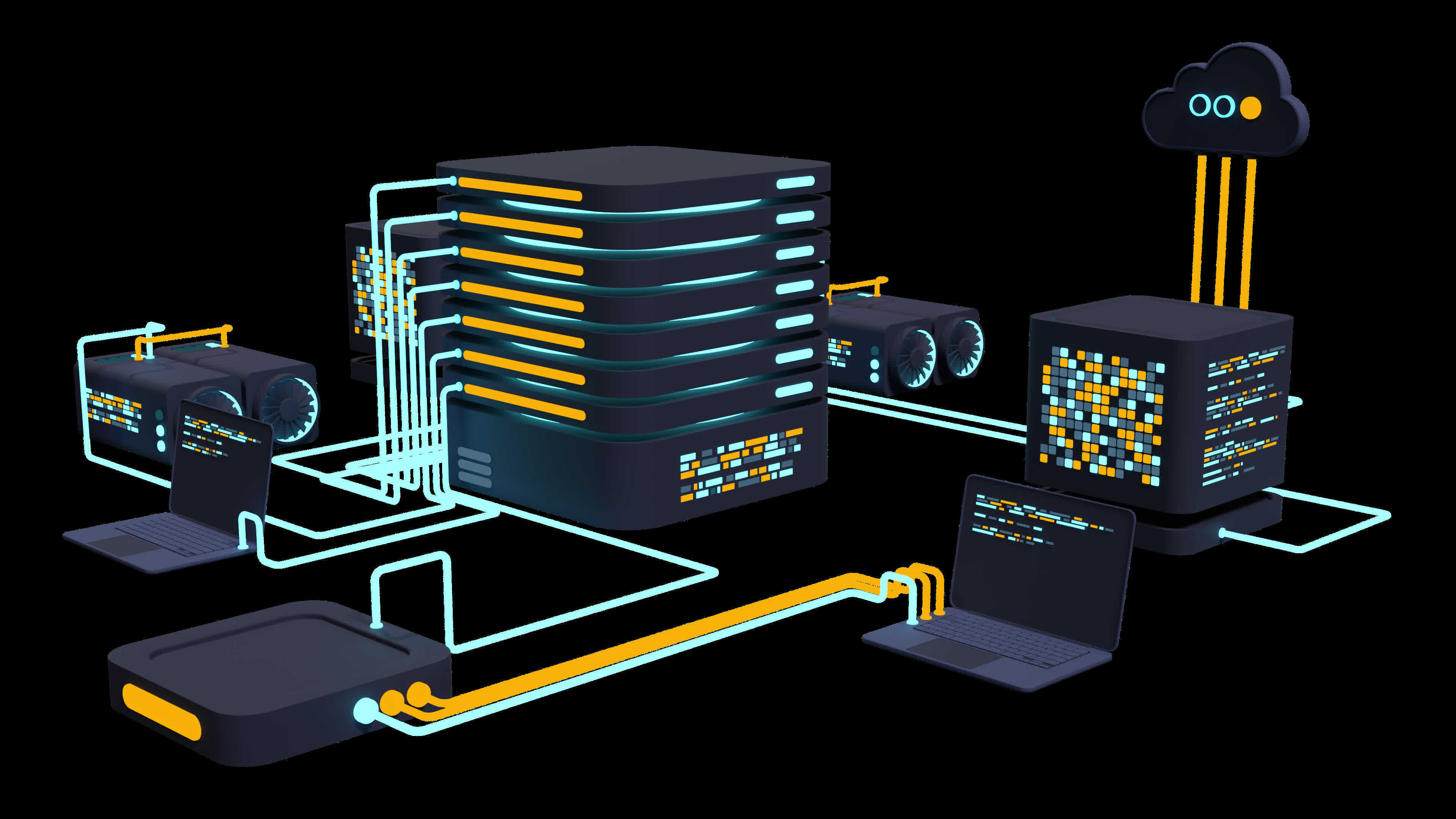 Computer Technology 3d Animation Computation Of Big Data Center Cloud