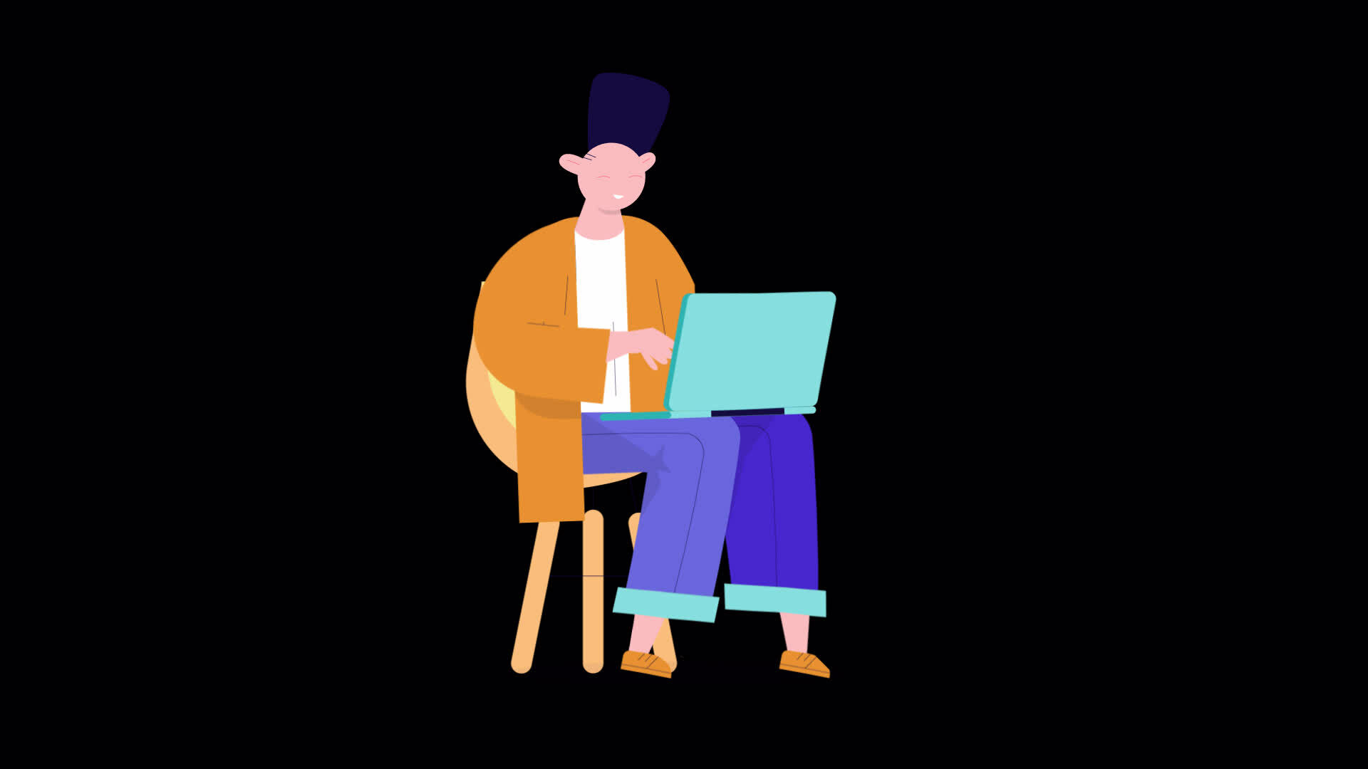 Cartoon Man Use Computer On Alpha Channel 36251499 Stock Video at Vecteezy