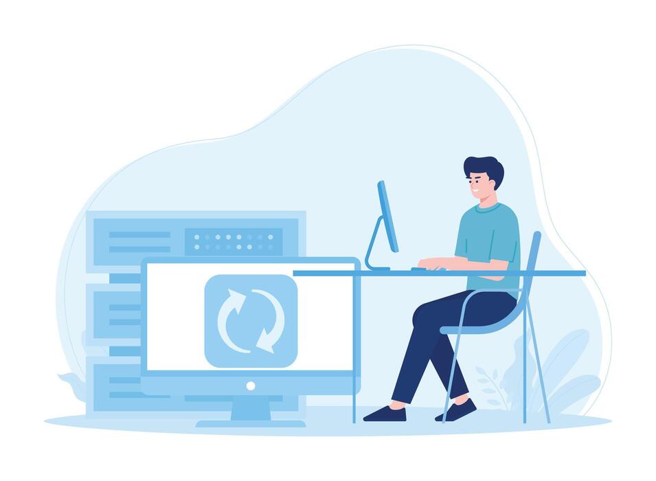 Man Using Computer Vector Art, Icons, and Graphics for Free Download