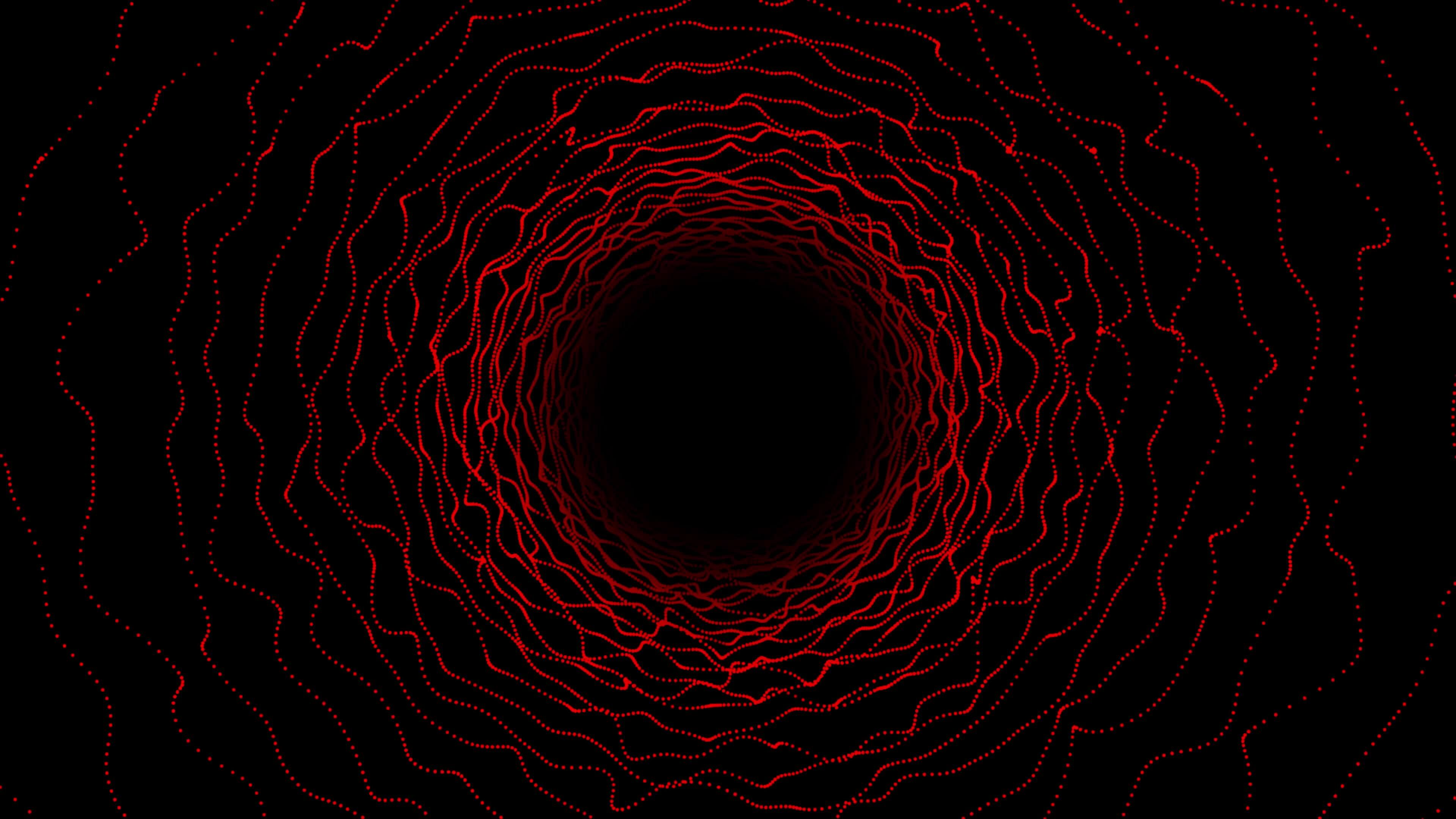 Hi-tech small moving particles forming sci-fi tunnel on black background, slowly moving sci-fi ...