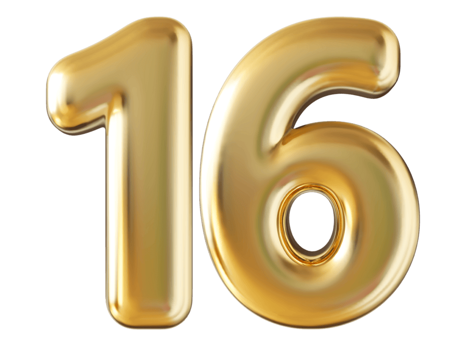 Number 16 PNGs for Free Download
