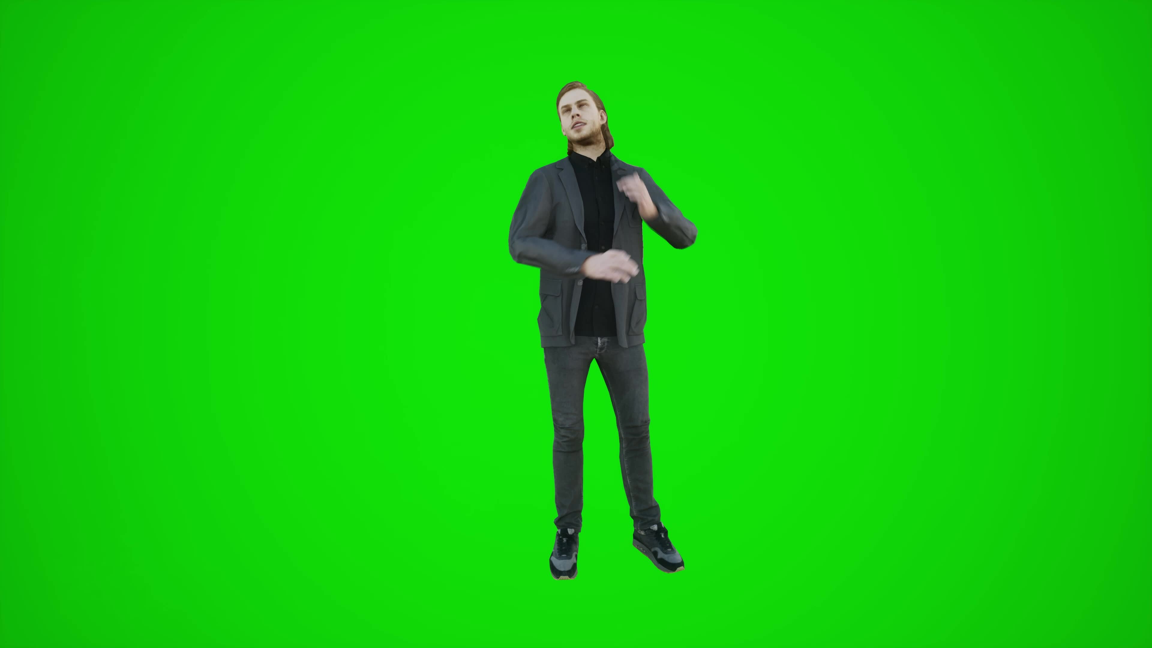 3D animation of a shopping man on a green screen thinking listening and ...