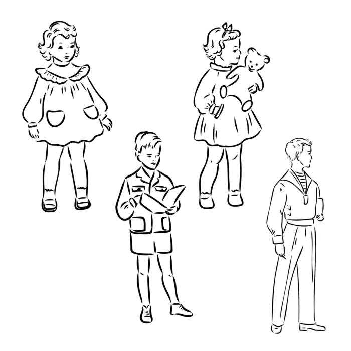 Children Line Drawing Vector Art, Icons, and Graphics for Free Download