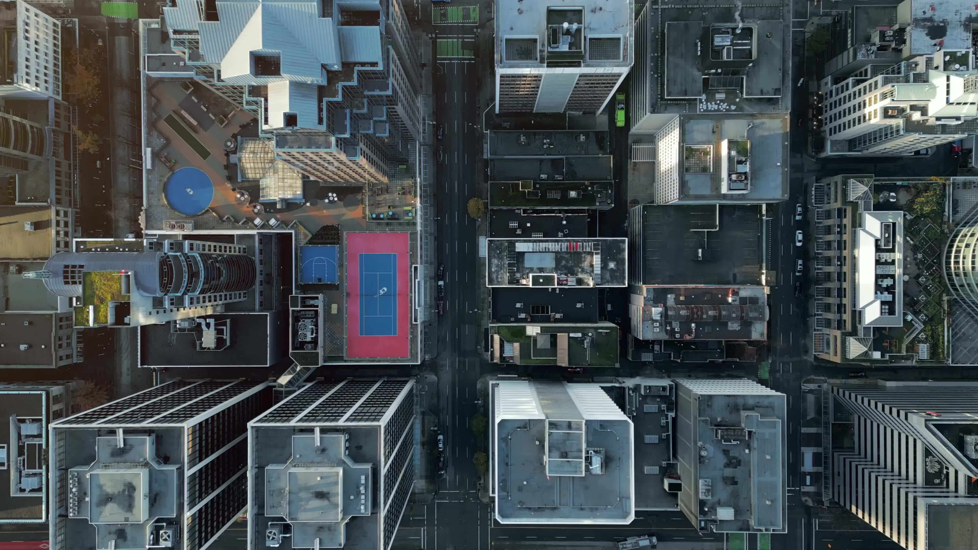 Aerial birds eye overhead top down view of streets crossing avenue ... Aerial birds eye overhead top down view of streets crossing avenue ...