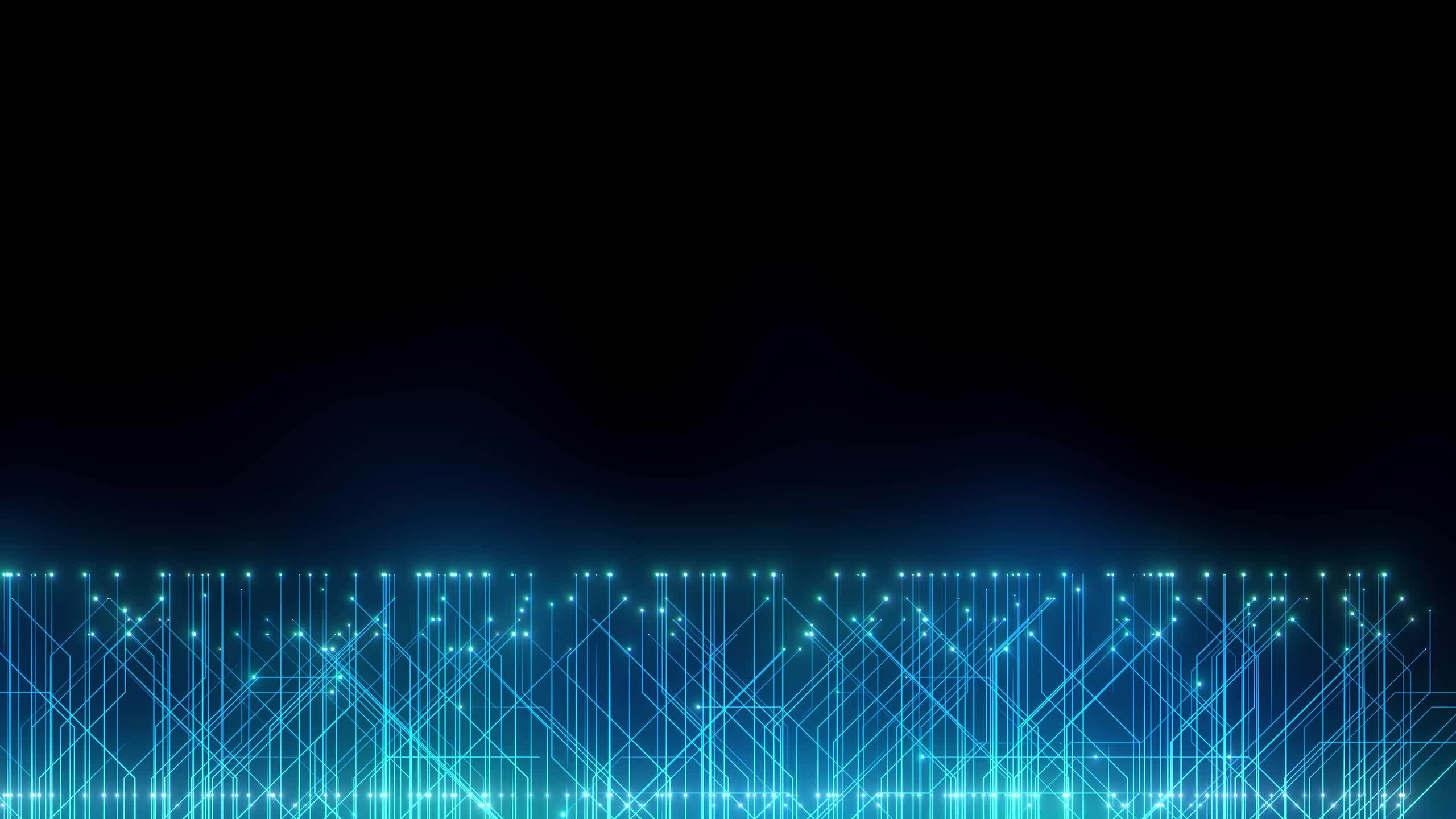 Microchip Circuit Board Neural Network Ai Technology Cloud Computing Bits Internet 5g Blue