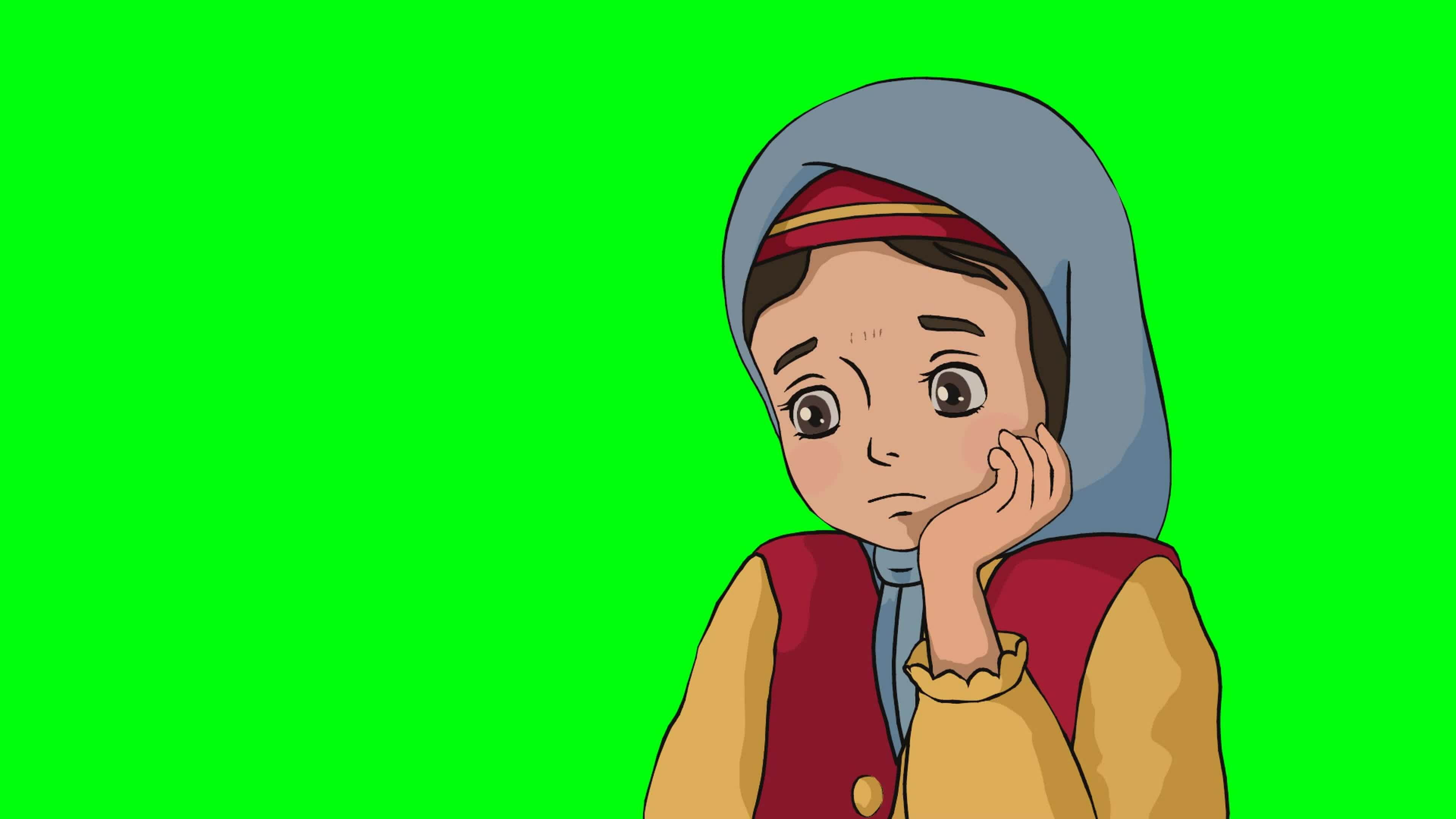 A Sad And Upset Girl With Her Hand Under Her Chin And Sighing Green a-sad-and-upset-girl-with-her-hand-under-her-chin-and-sighing-green