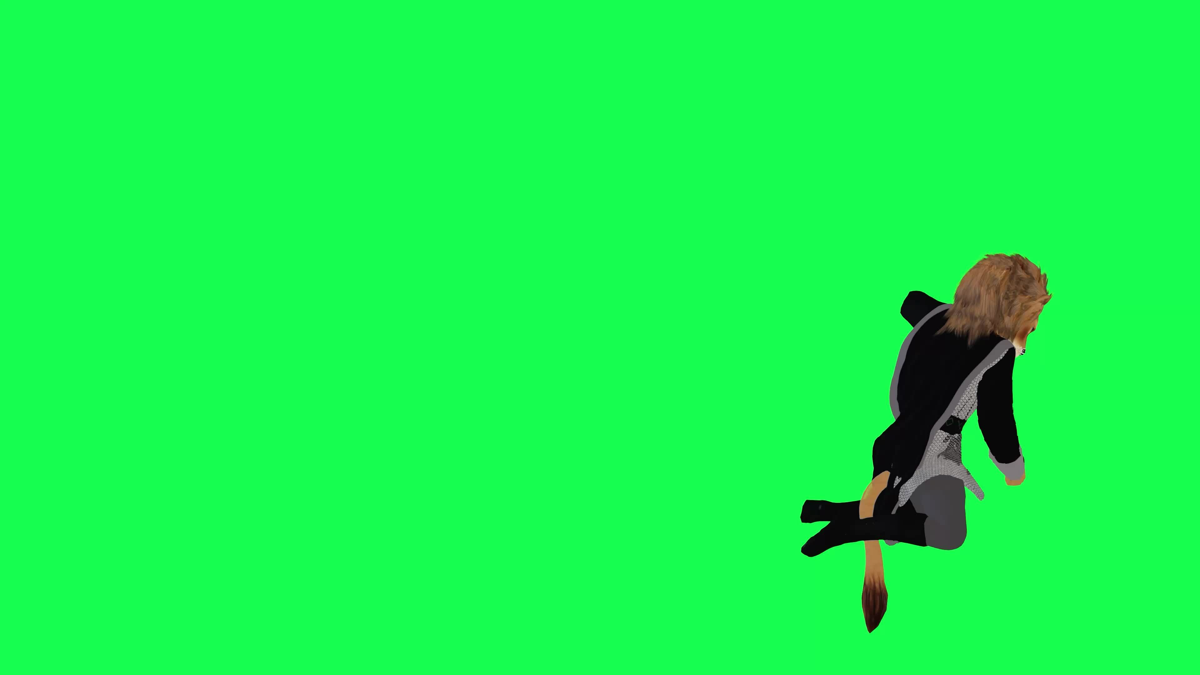 3d Cartoon Lion Fighting And Punching Isolated Left Angle Green Screen