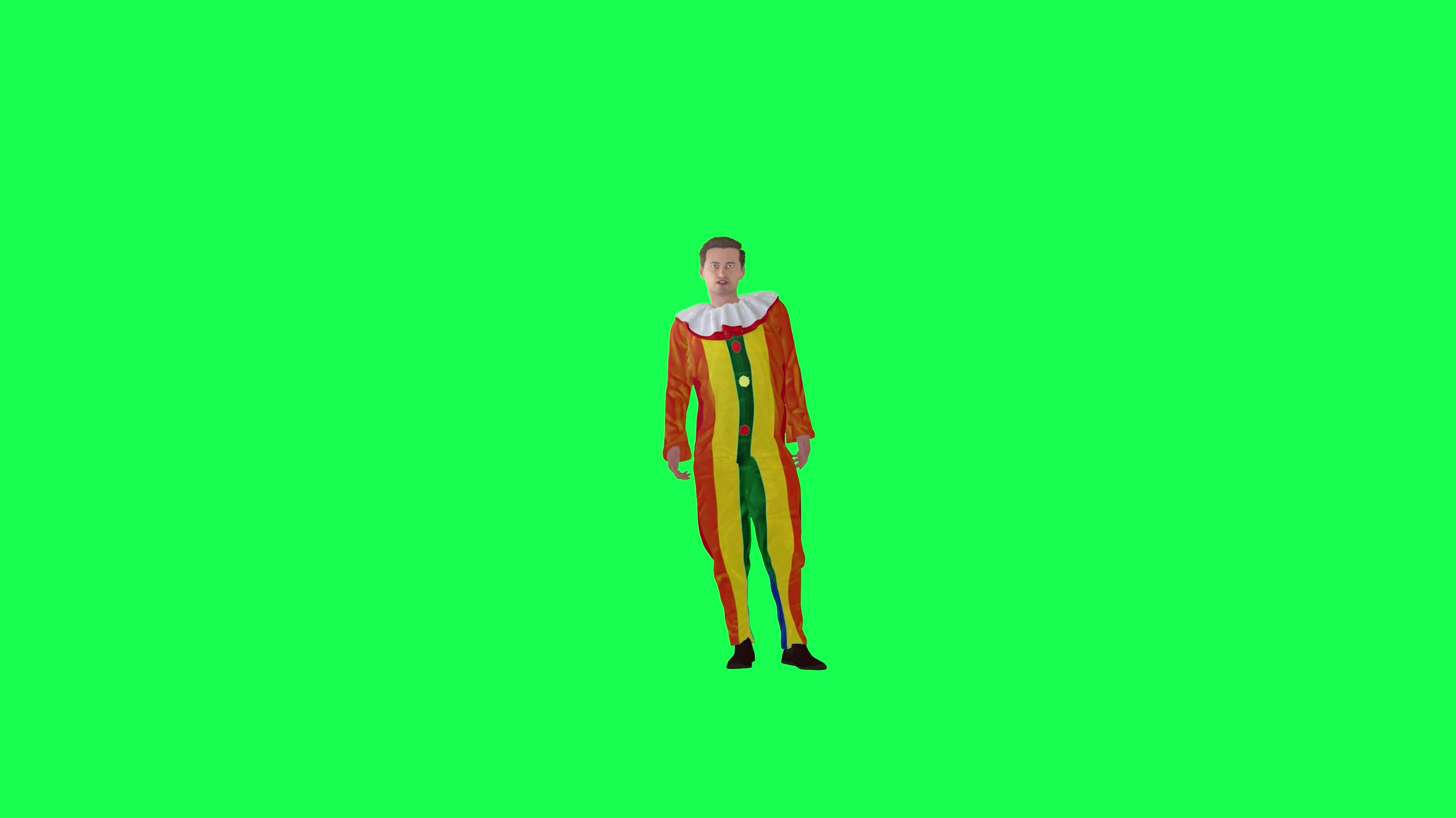 3d Cartoon Clown Cheering For Christmas Front Angle Chroma Key 36626404