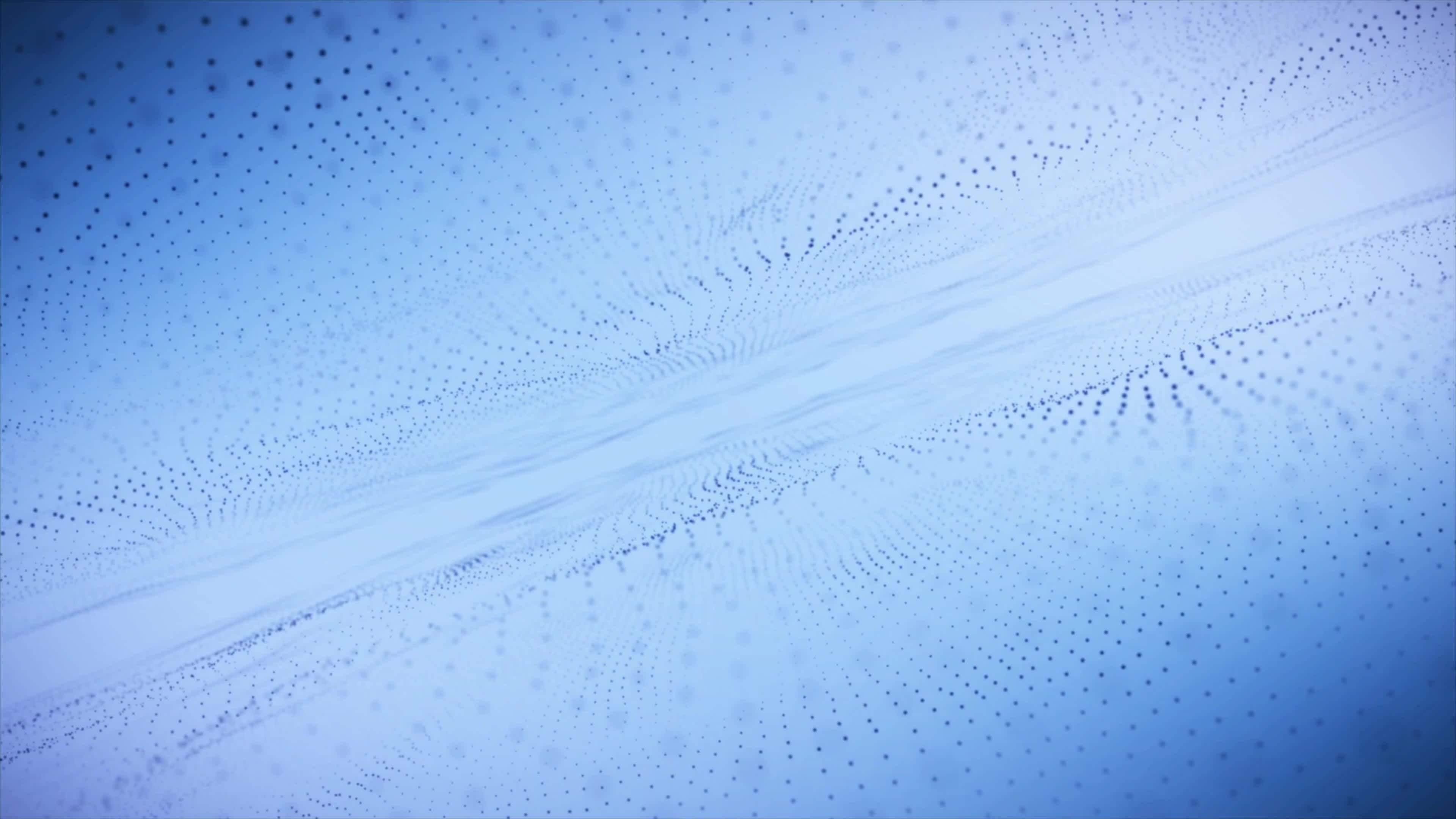 Abstract Blue Waves Lines From Particles And Dots Of Energetic Magic With Blur Bokeh Effect