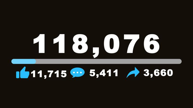 Video Views Count with progress bar Alpha channel animation. viral video Increasing like comment ...