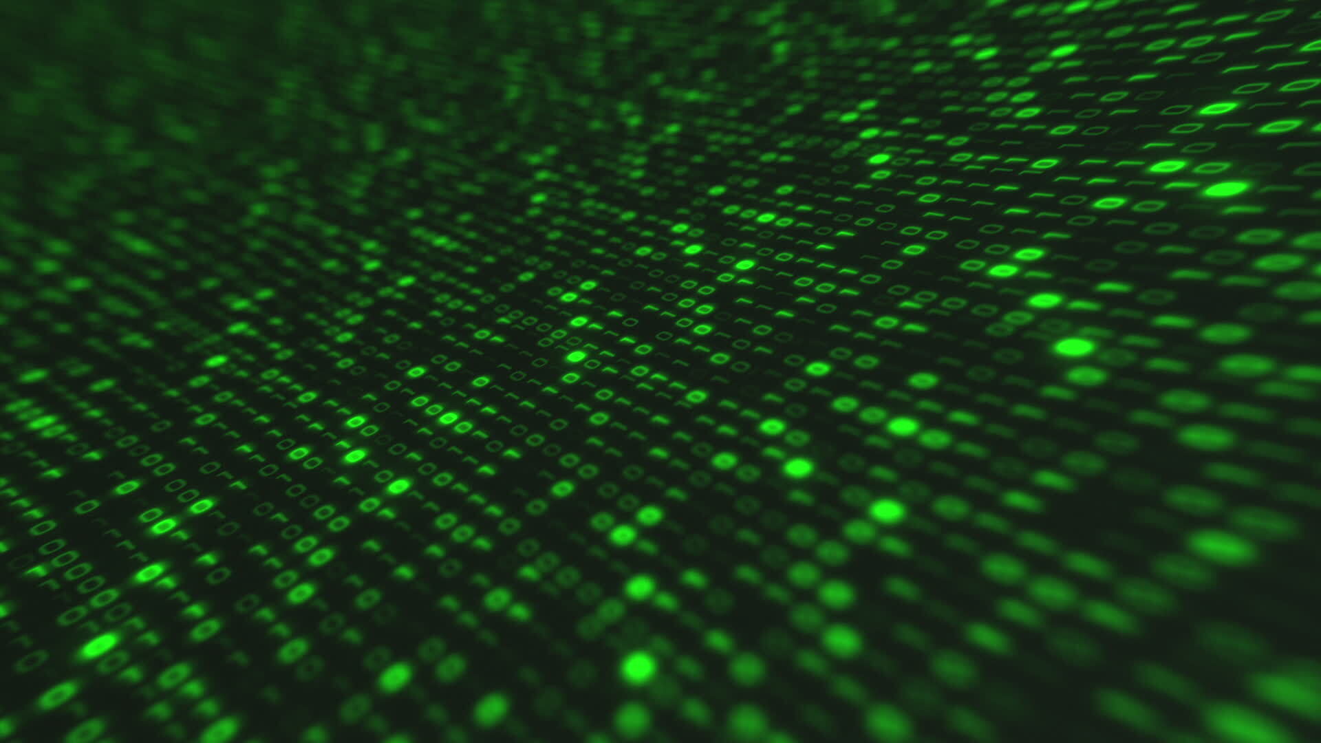 A Matrix Of Glowing Green Computer Binary Code Ones And Zeros With Glitch Effect Moving Towards