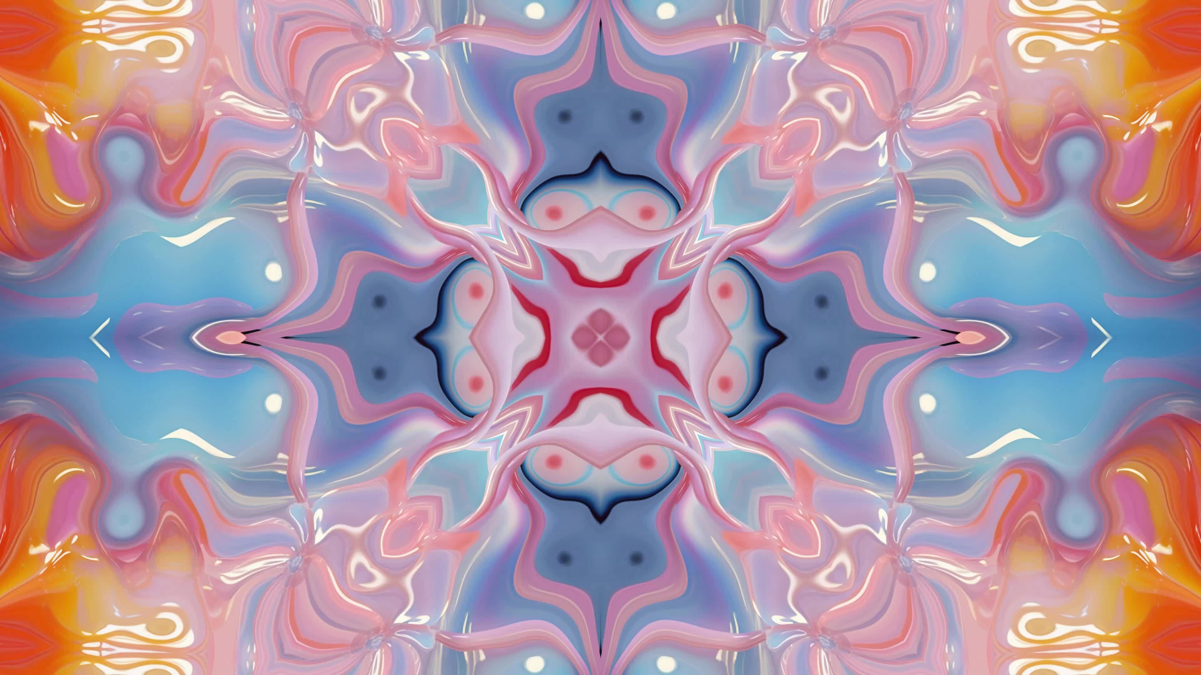 Abstract Color Background With Symmetrical Repeating Patterns Seamless Looping Animation