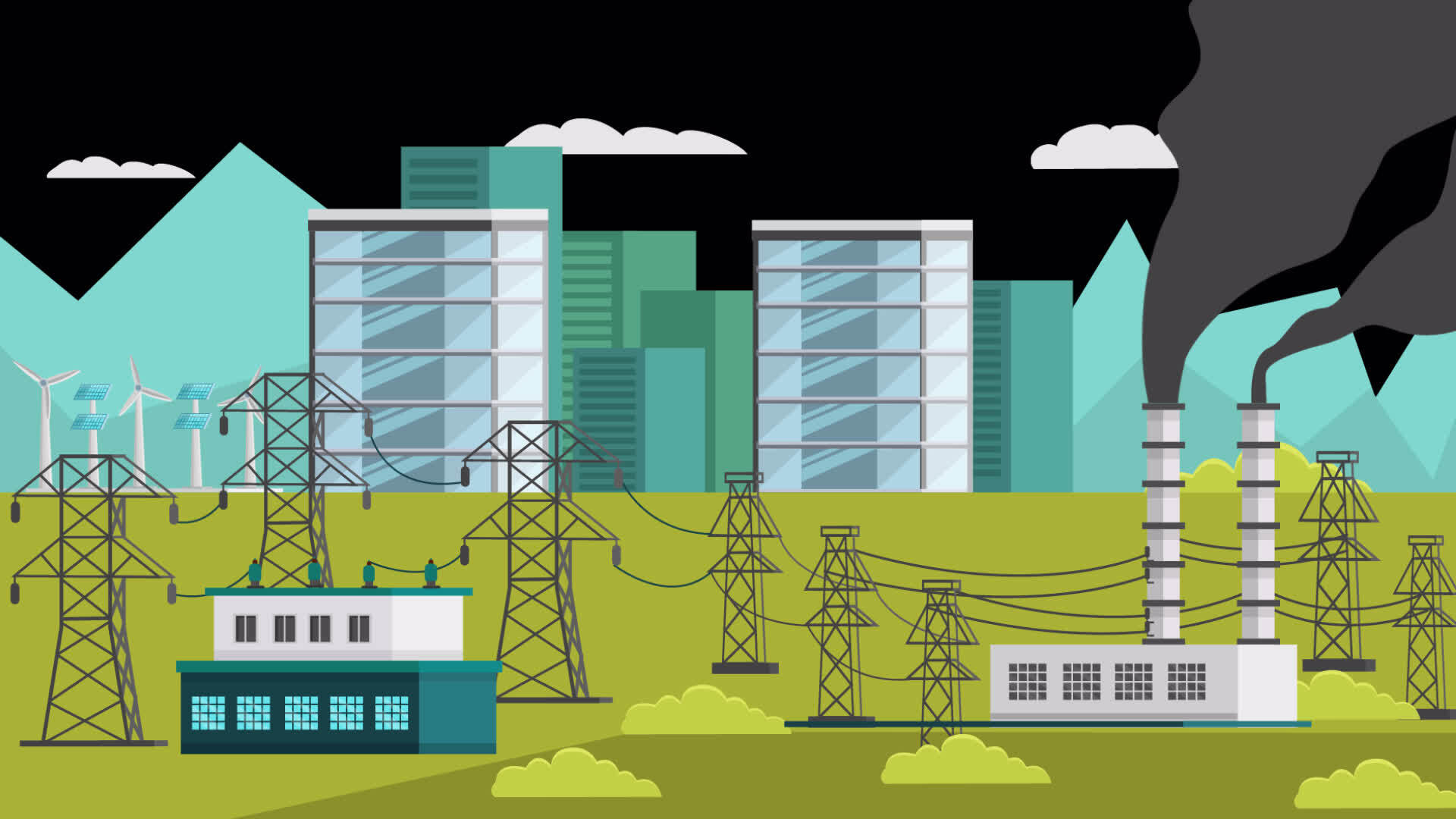 Factories Emit Noxious Smoke Into The City On Alpha Channel 37309045 ...