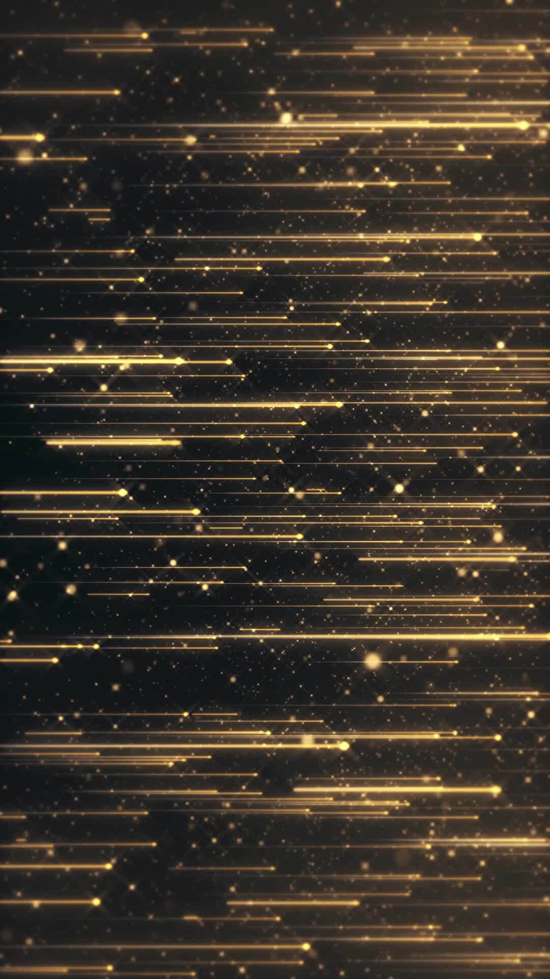 Vertical video - abstract background animation with glittering gold particles and shooting ...