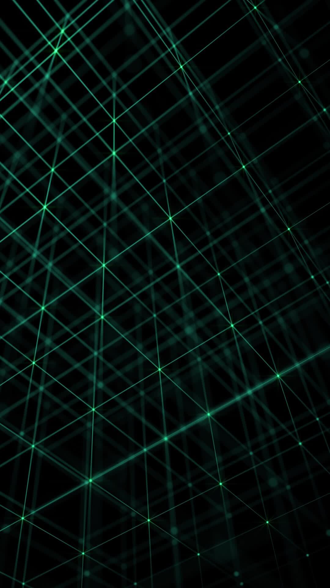 Vertical video - a glowing green cubic grid of digital data nodes and ... Vertical video - a glowing green cubic grid of digital data nodes and ...
