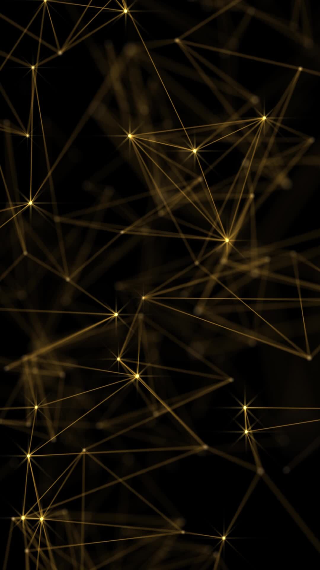 Vertical Video Abstract Plexus Technology Background With Glowing Golden Connecting Lines And