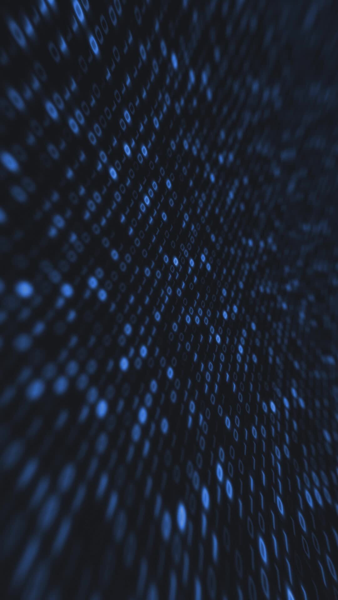 Vertical Video A Matrix Of Glowing Blue Computer Binary Code Ones And Zeros With Glitch Effect