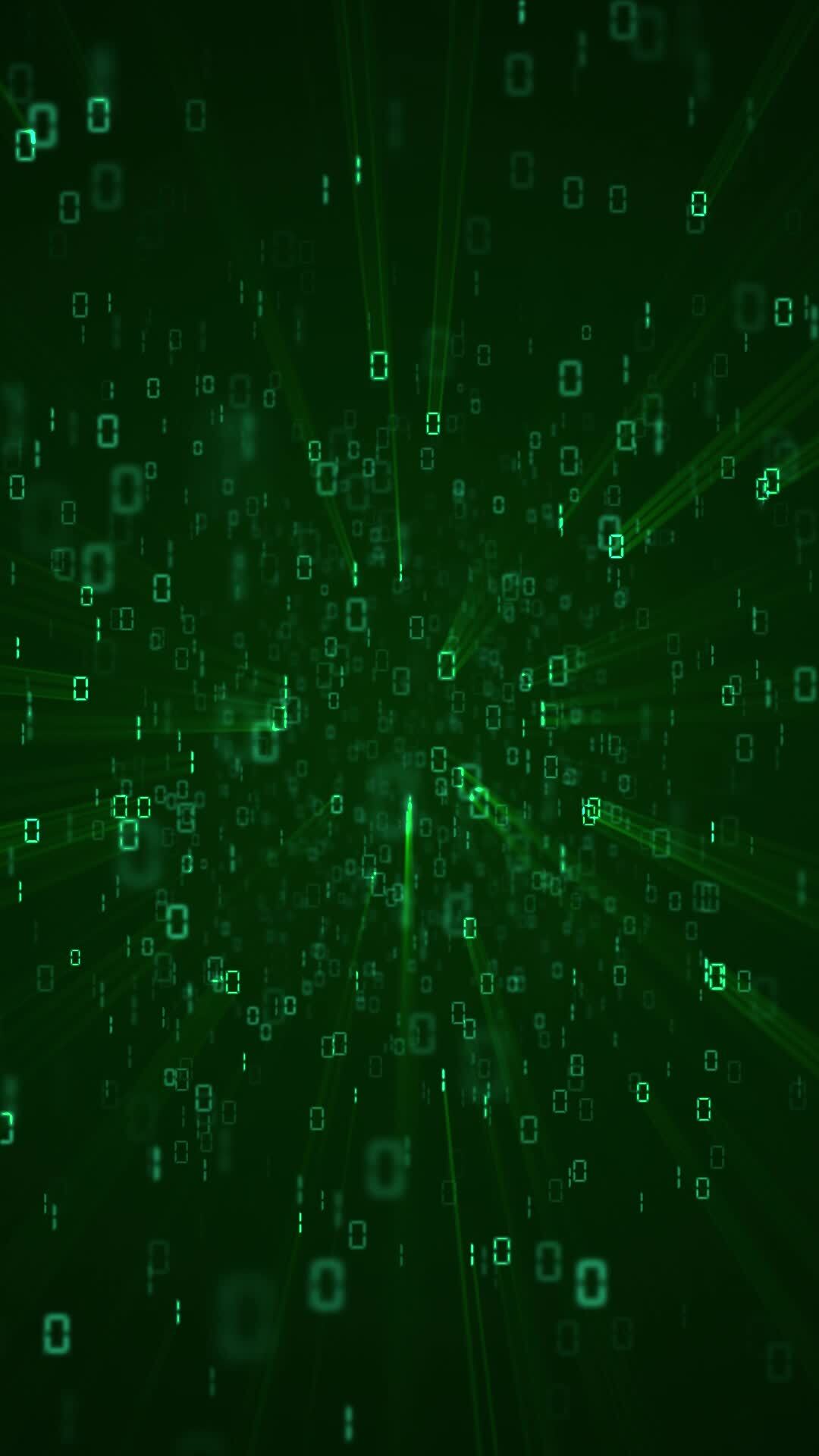 Vertical Video High Speed Flashing Binary Code Ones And Zeros Streaming Towards The Camera