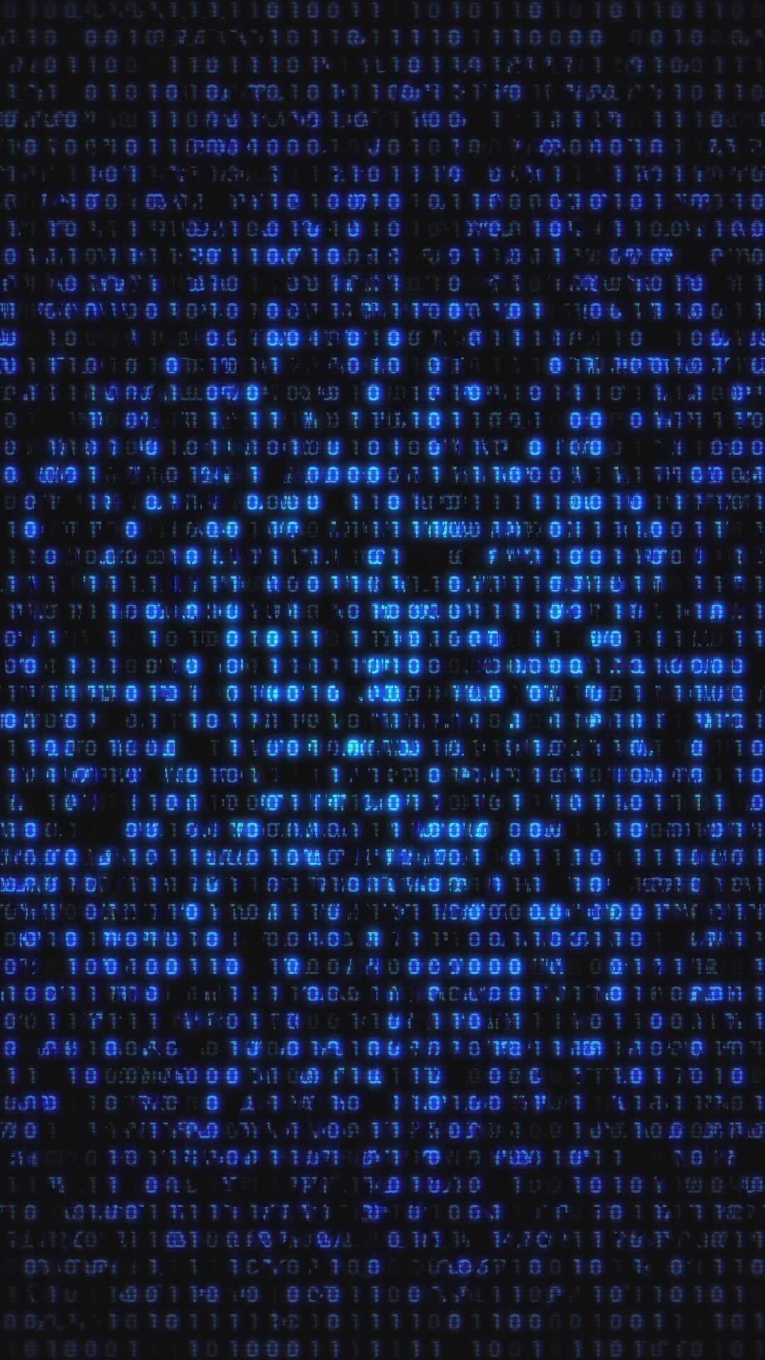 Vertical video - realistic CRT Monitor styled blue binary code motion ...