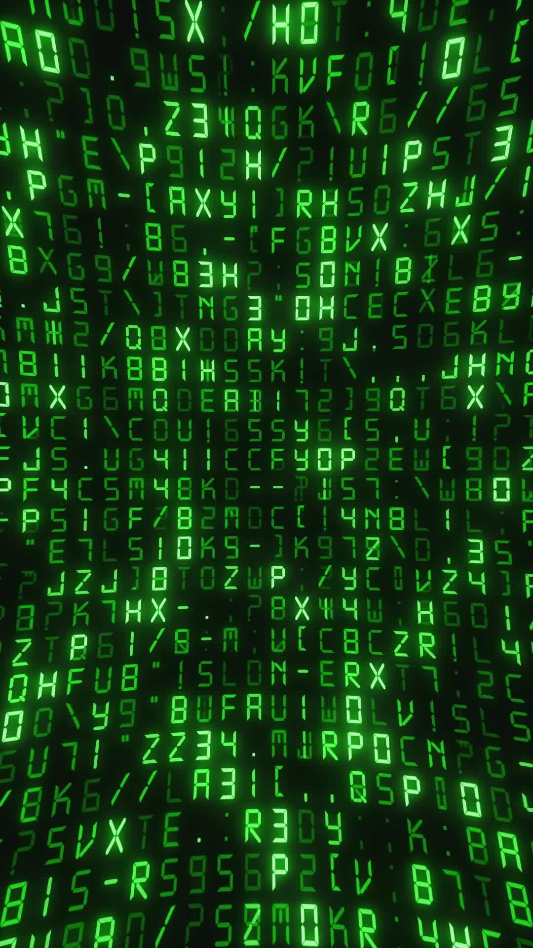 Vertical video - digital code matrix background - coding letters ... Vertical video - digital code matrix background - coding letters ...