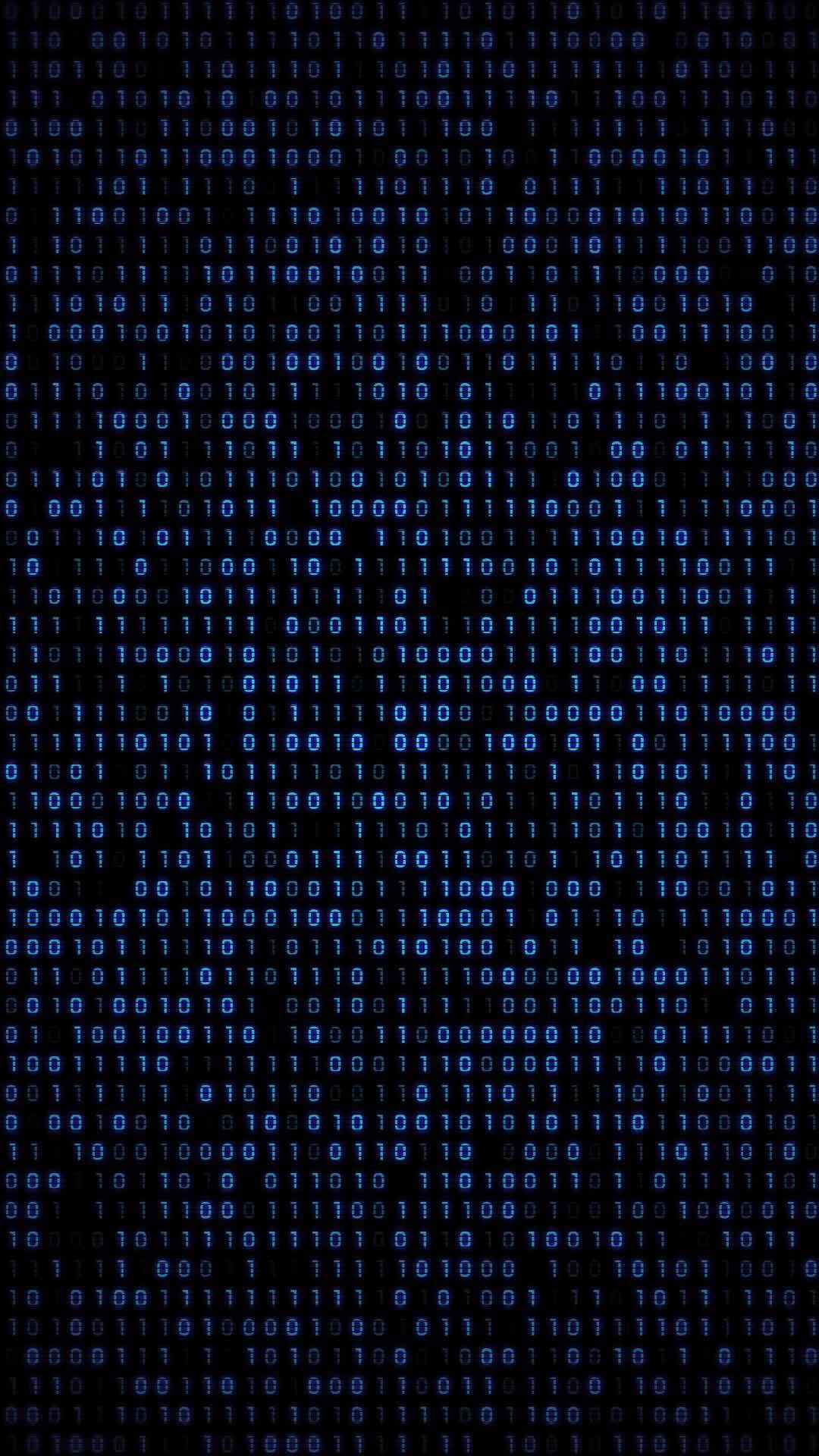 Vertical video - simple CRT monitor styled blue binary code motion ...