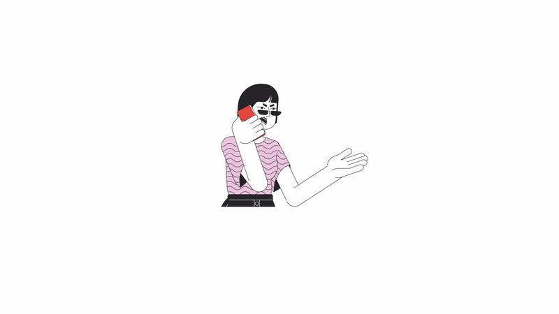 Korean girl screaming into phone line 2D character animation. Emotional ... Korean girl screaming into phone line 2D character animation. Emotional ...