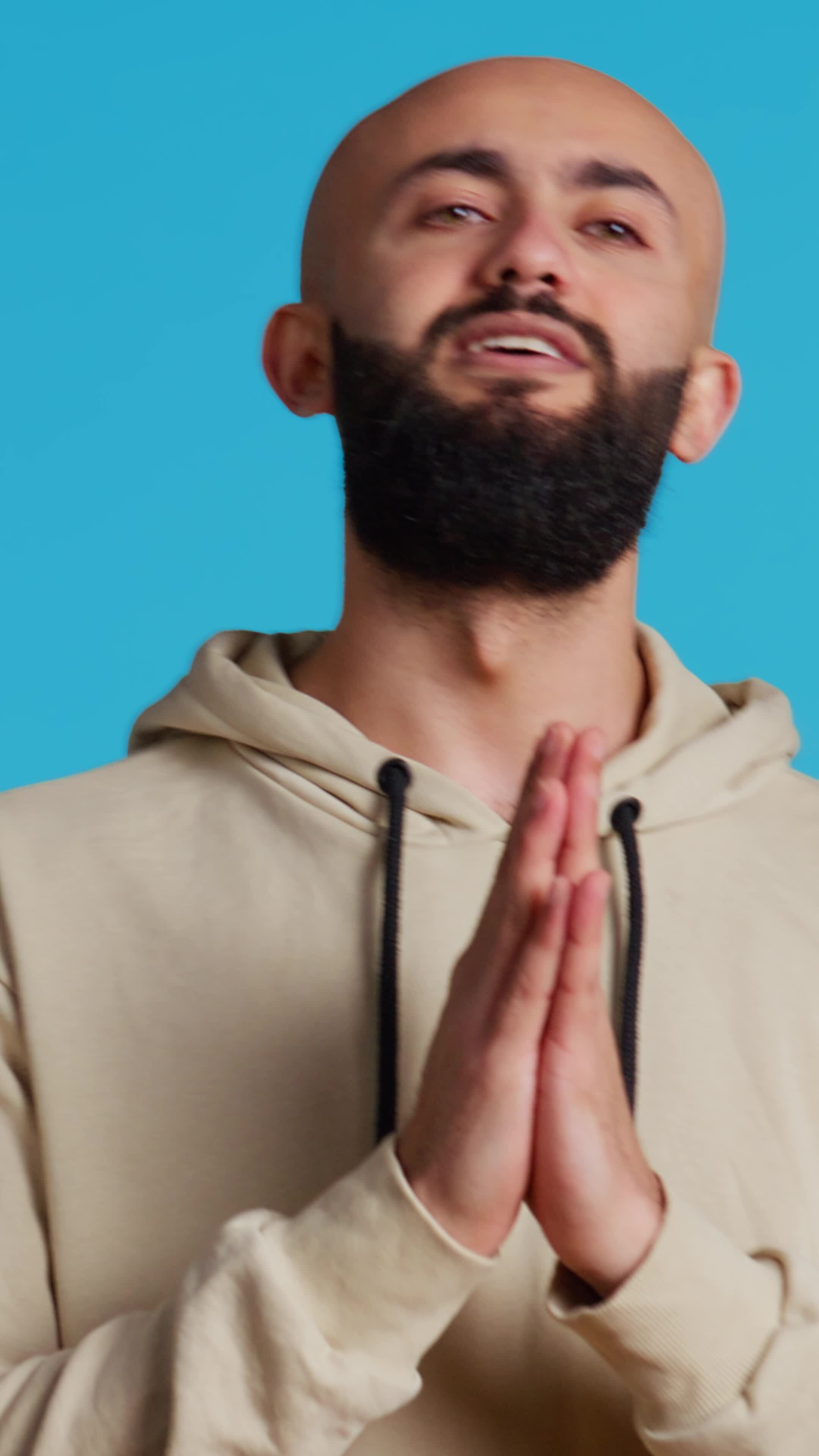 Vertical Video Middle eastern man praying to Allah for forgiveness ... Vertical Video Middle eastern man praying to Allah for forgiveness ...