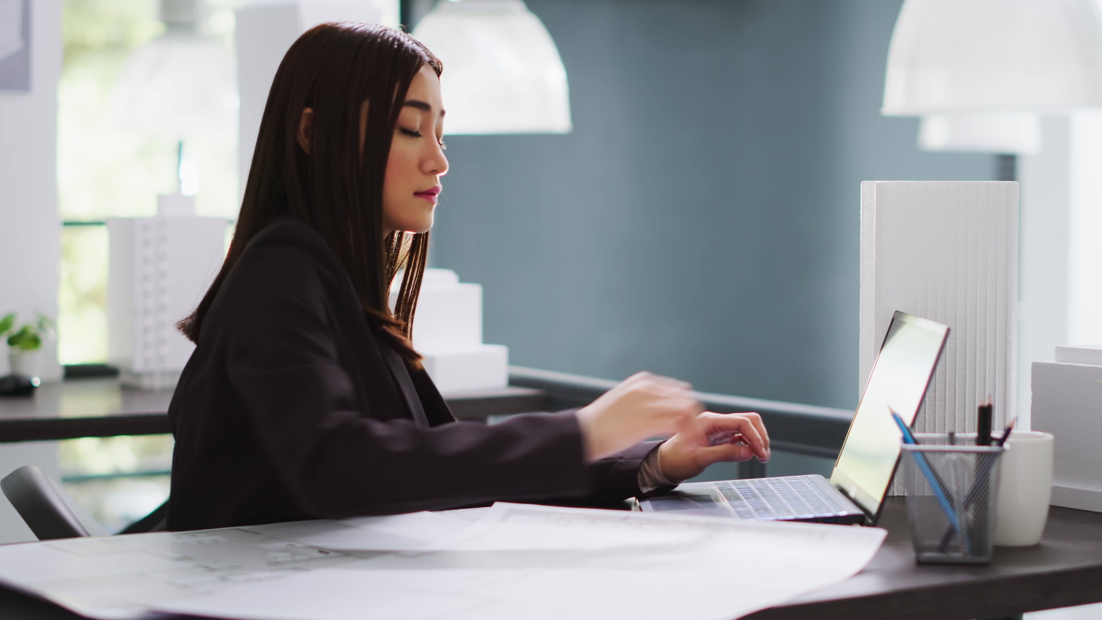 Engineer Asking Contractor For Help With Sketch Draft Elements Analyzing Blueprints And Trying