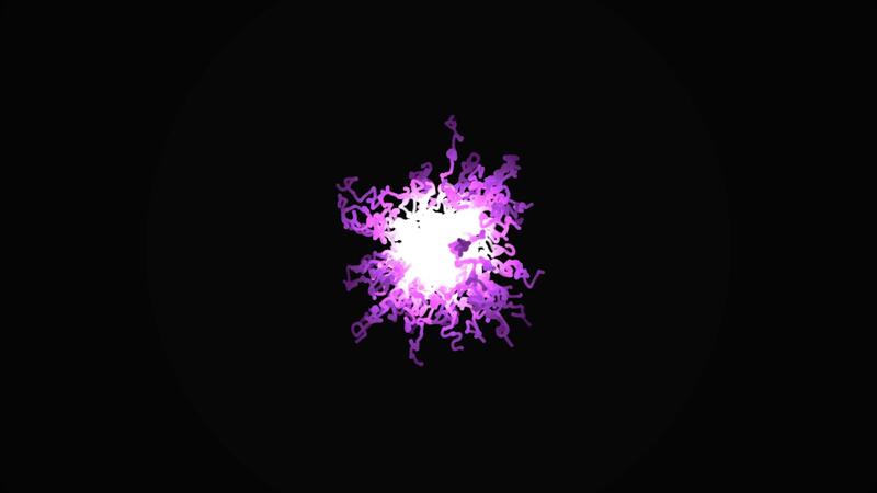 Abstraction of explosion of confetti. Graphic animation of confetti explosion drawn diverging ...