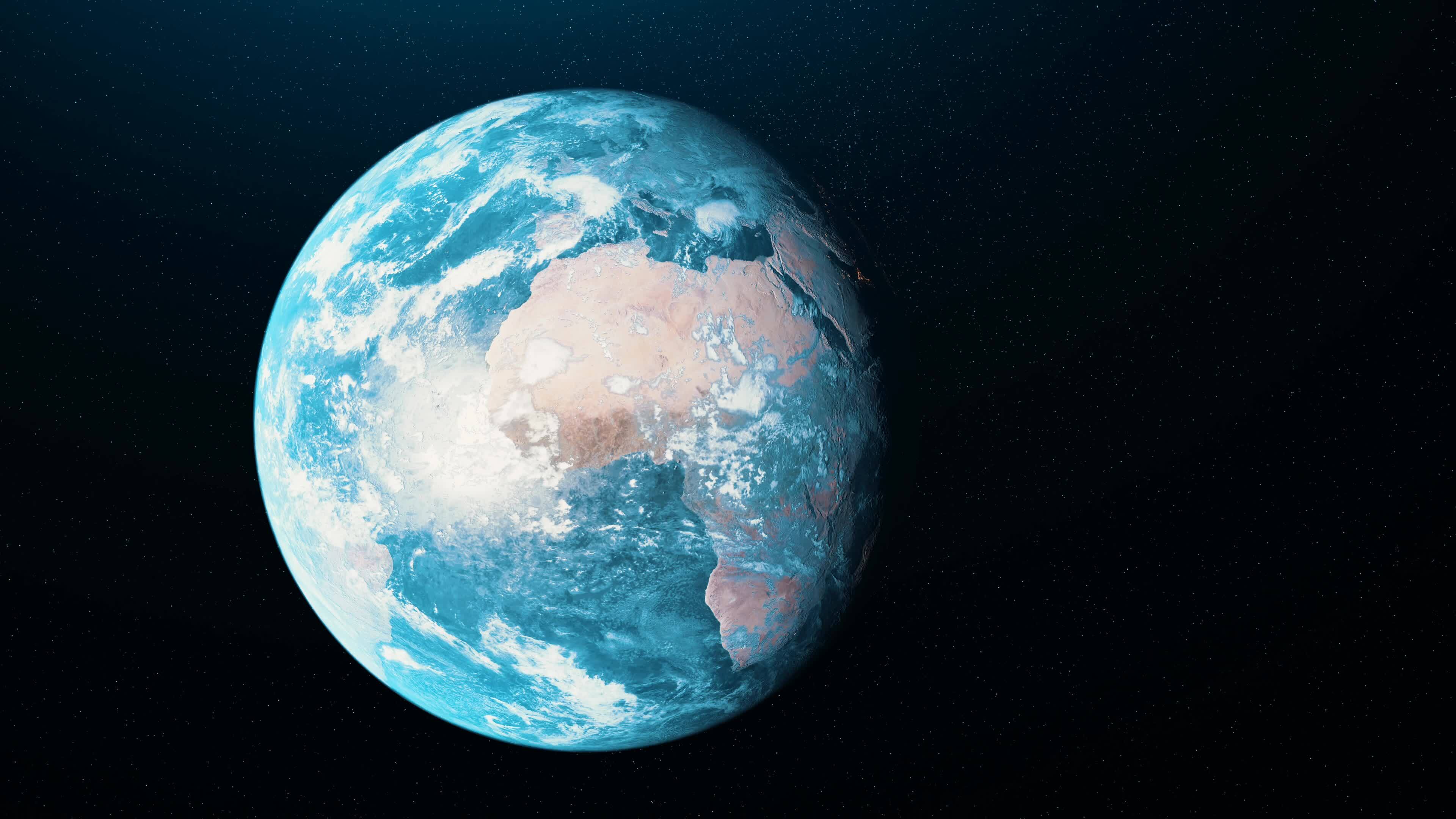 Abstract animation of beautiful Planet Earth rotation in space ...