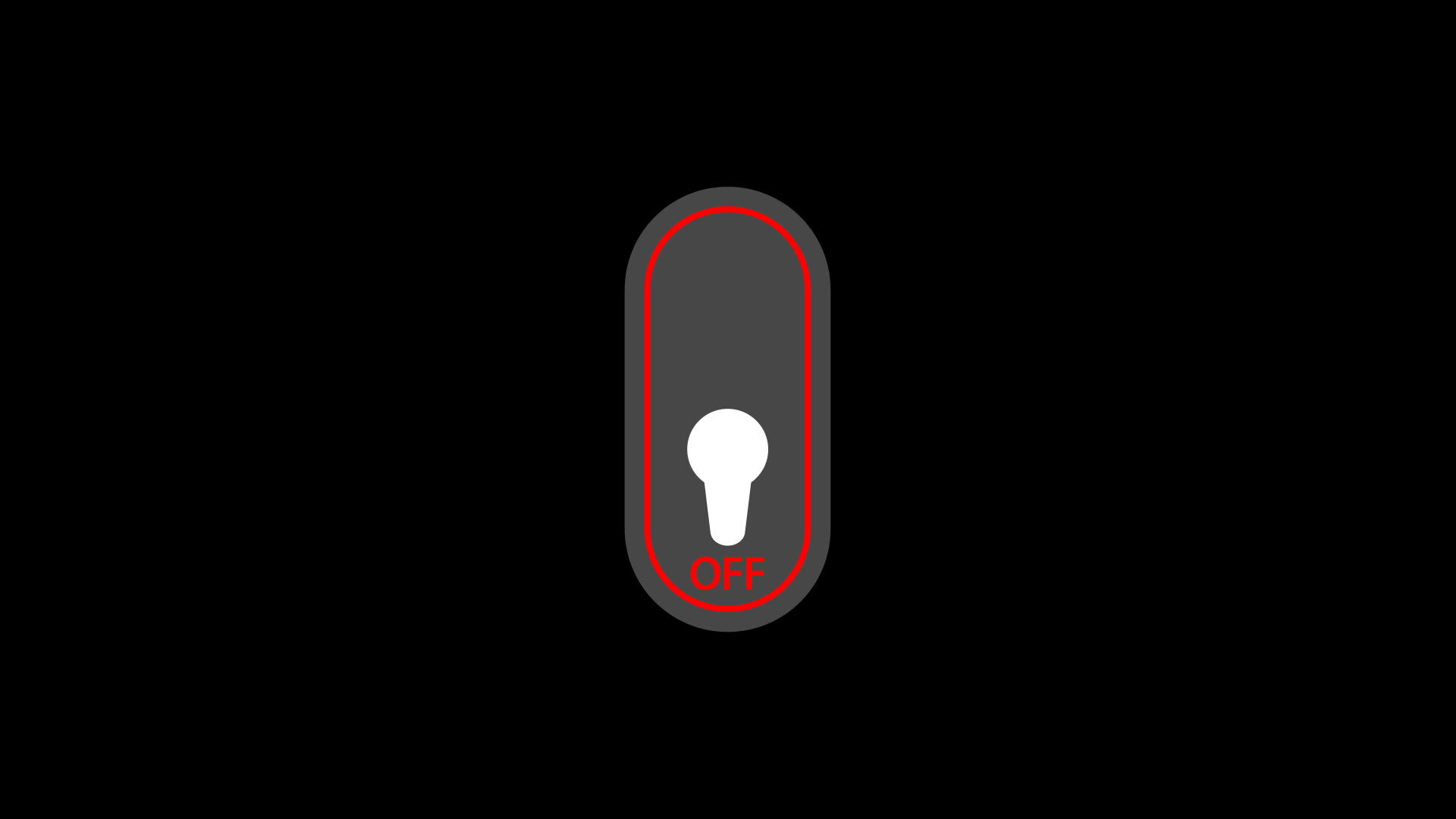 Animation in motion graphics of switch turn on off button. Settings switch power toggle. Slide ...
