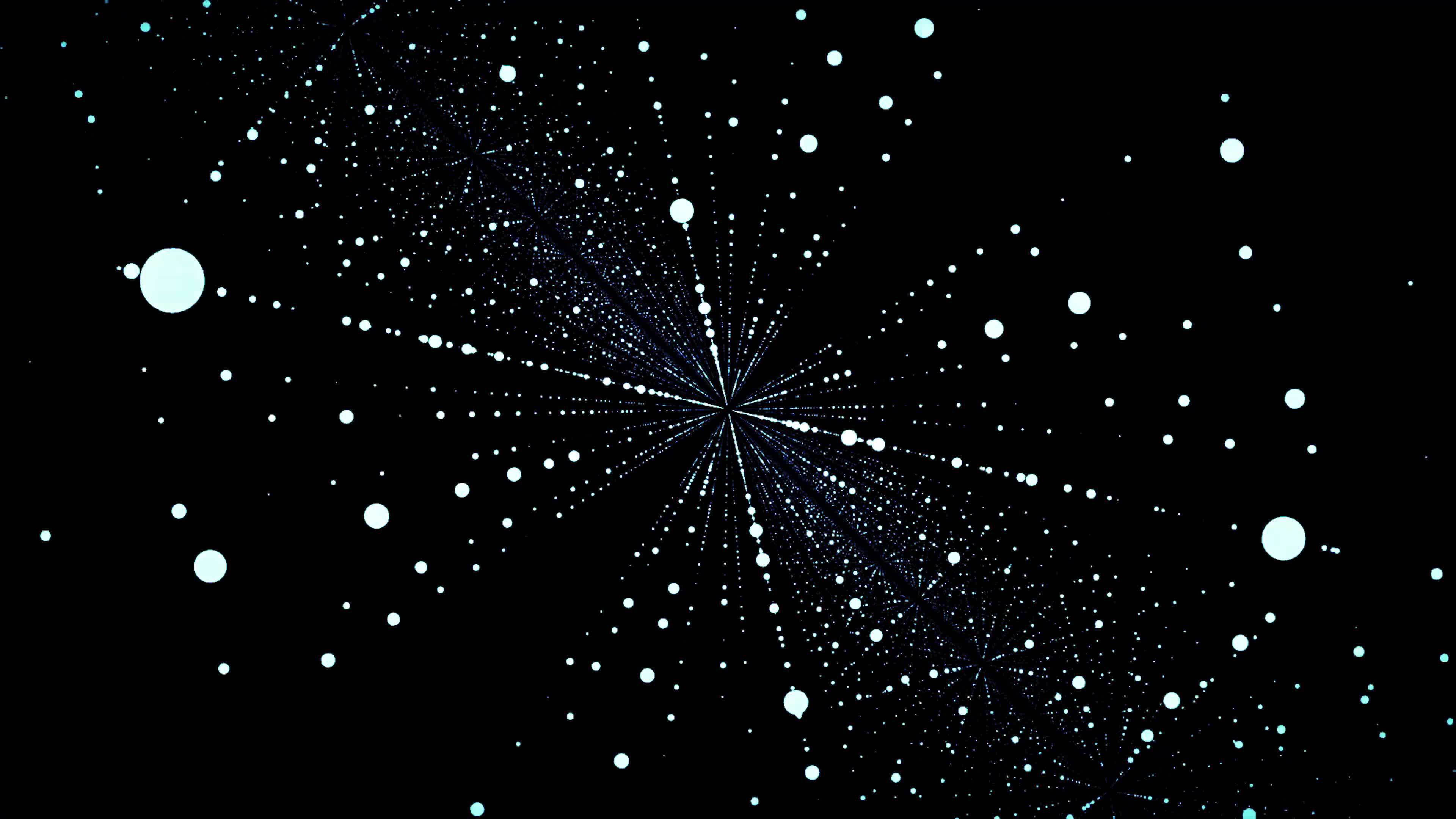 Abstract particle fail in the dark. Random small particles form horizontal abstract lines ...