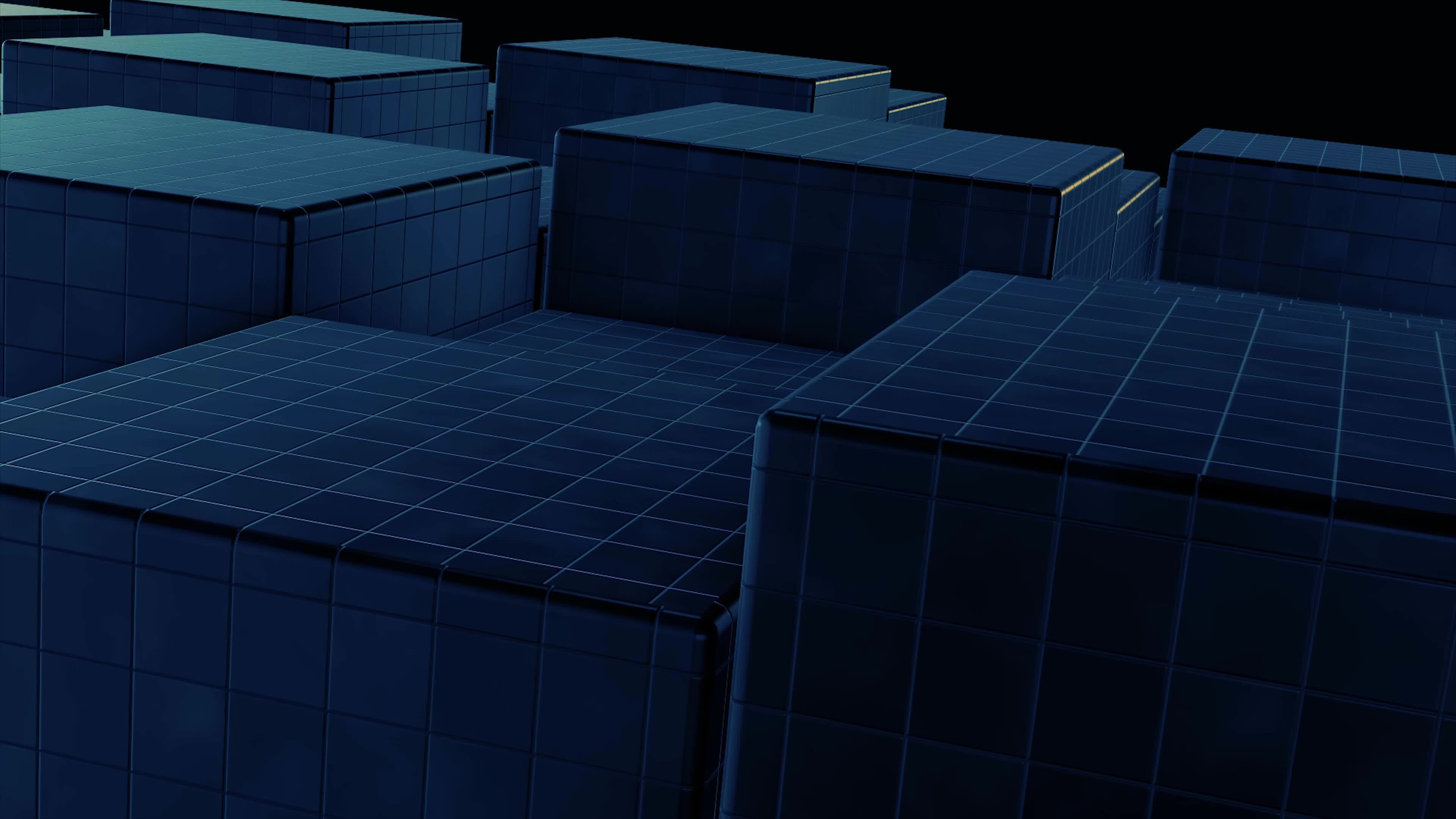 3d Animation Abstract Background Of Black Cubes With Wave Movement